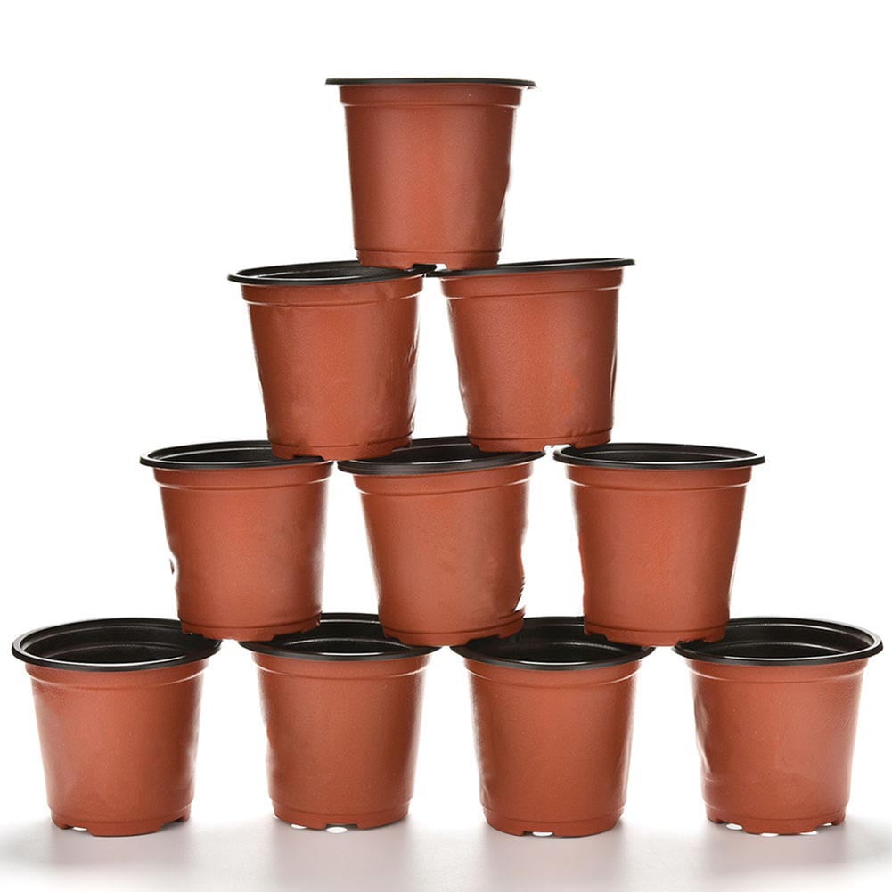 Windcarnival 10 Pcs Small Plastic Round Flower Pot Terracotta Nursery ...