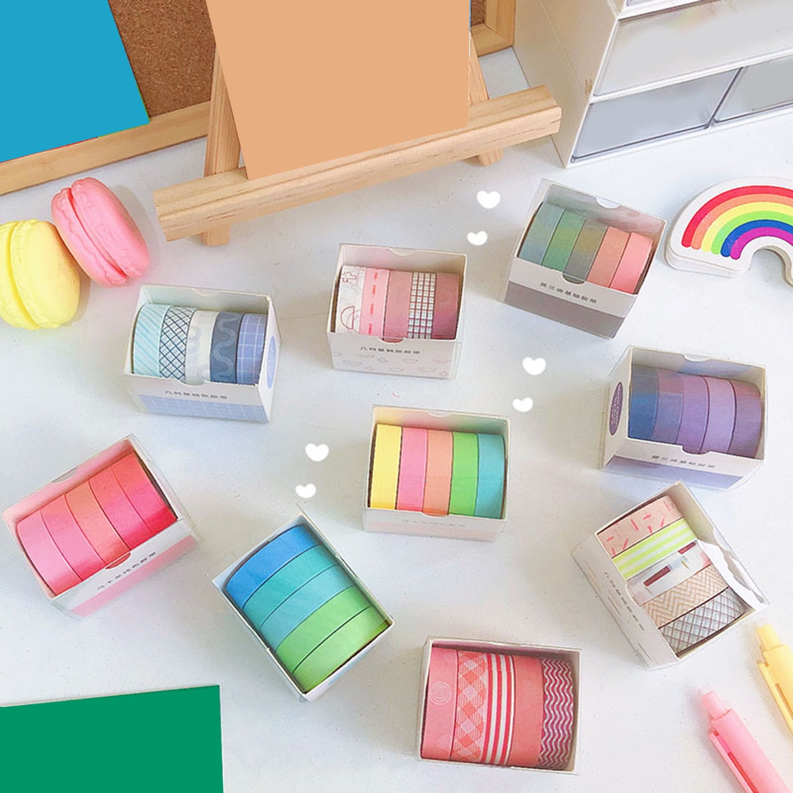 BetterZ 5 Rolls Decal Decorative Nice-looking Washi Macaron Hand Account Sticker Tape for Girls ...