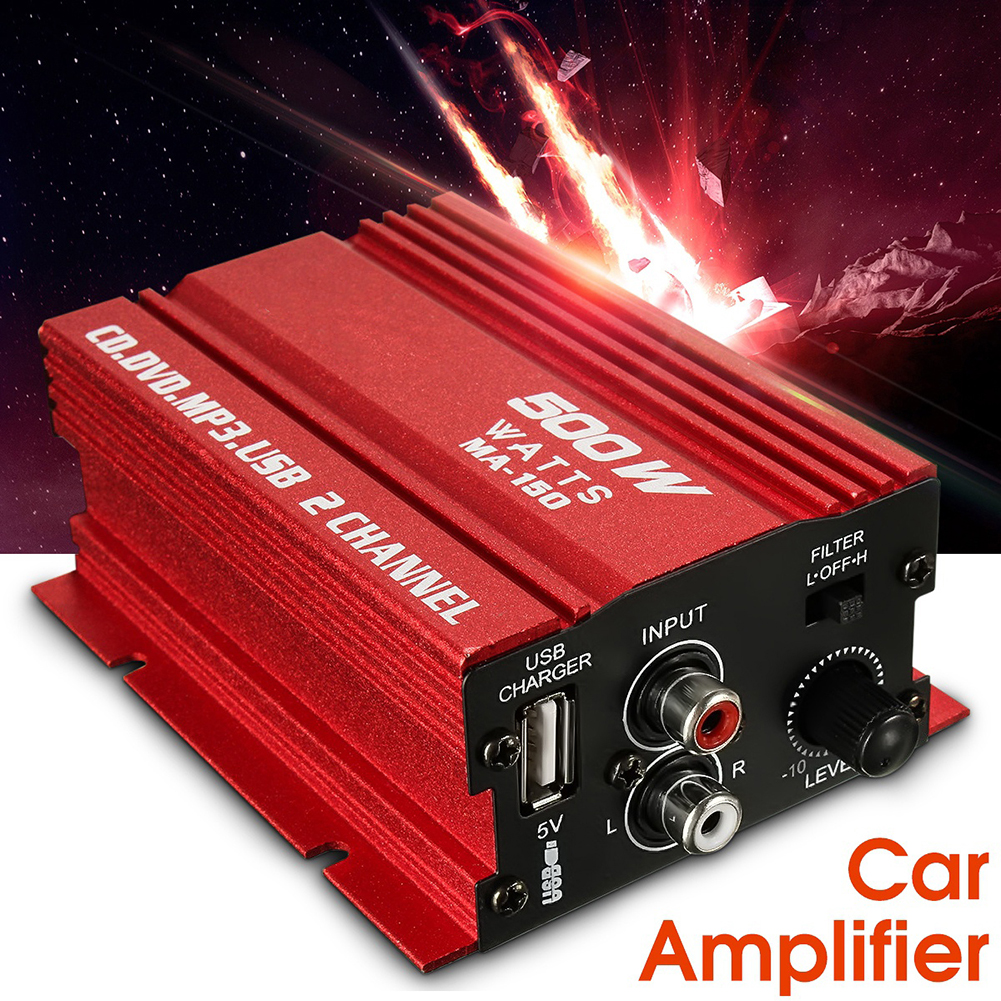 BetterZ 500W 12V Mini 2CH HiFi Stereo Audio Power Amplifier Car MP3 ...