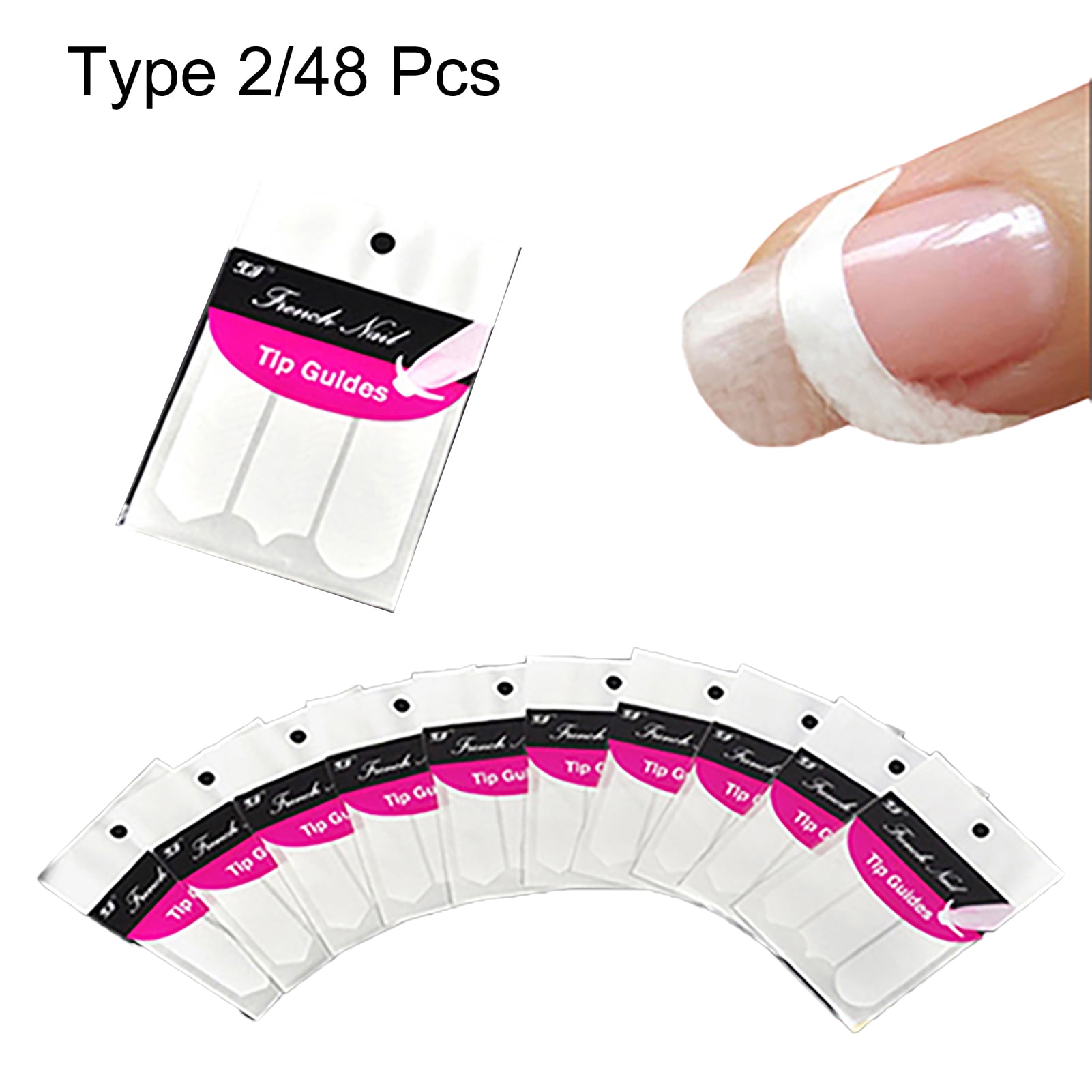 BetterZ 96Pcs French Stencil Nail Art Form Fringe Guides Manicure DIY ...