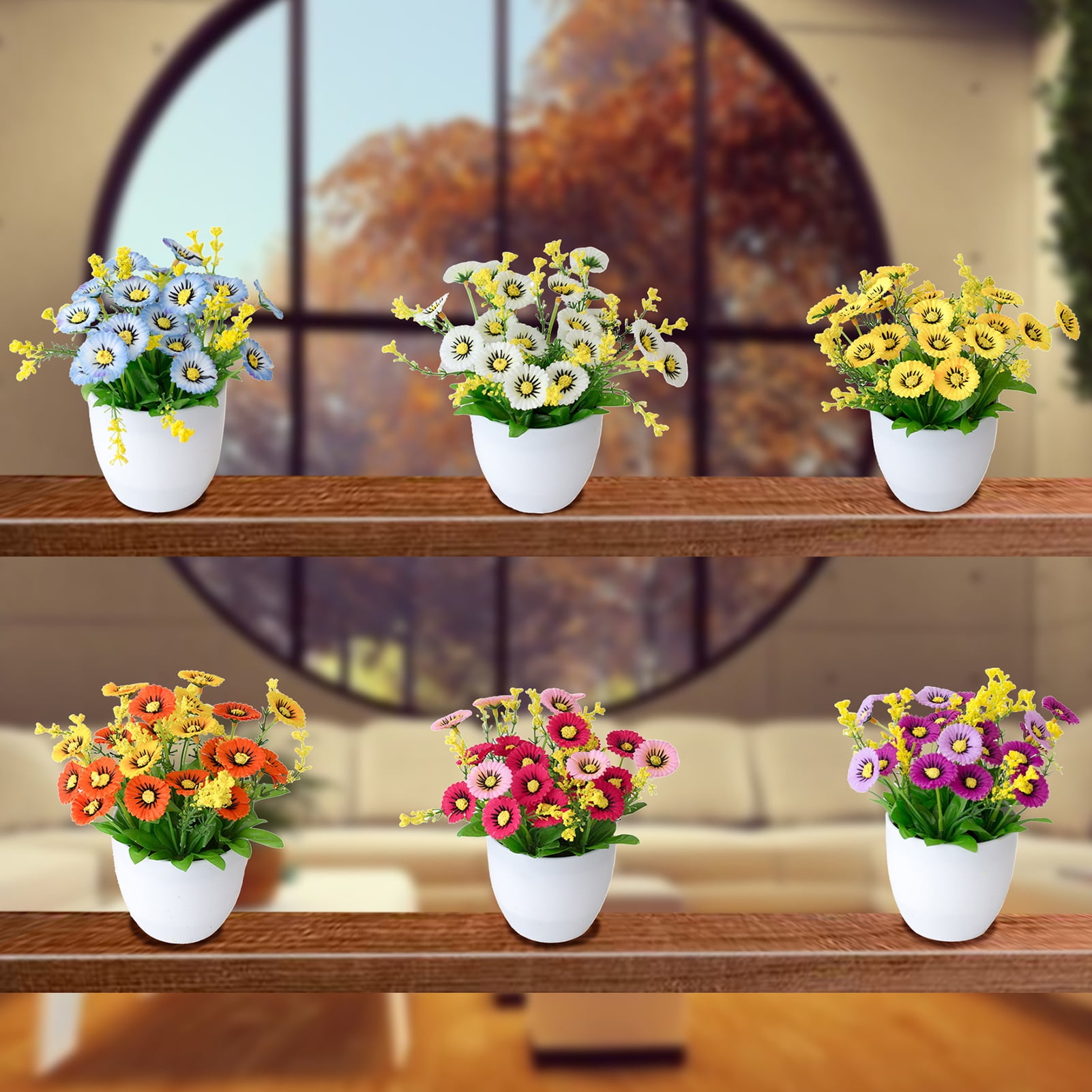 BetterZ Artificial Flower Pot Chrysanthemum Desktop Decor Plastic ...
