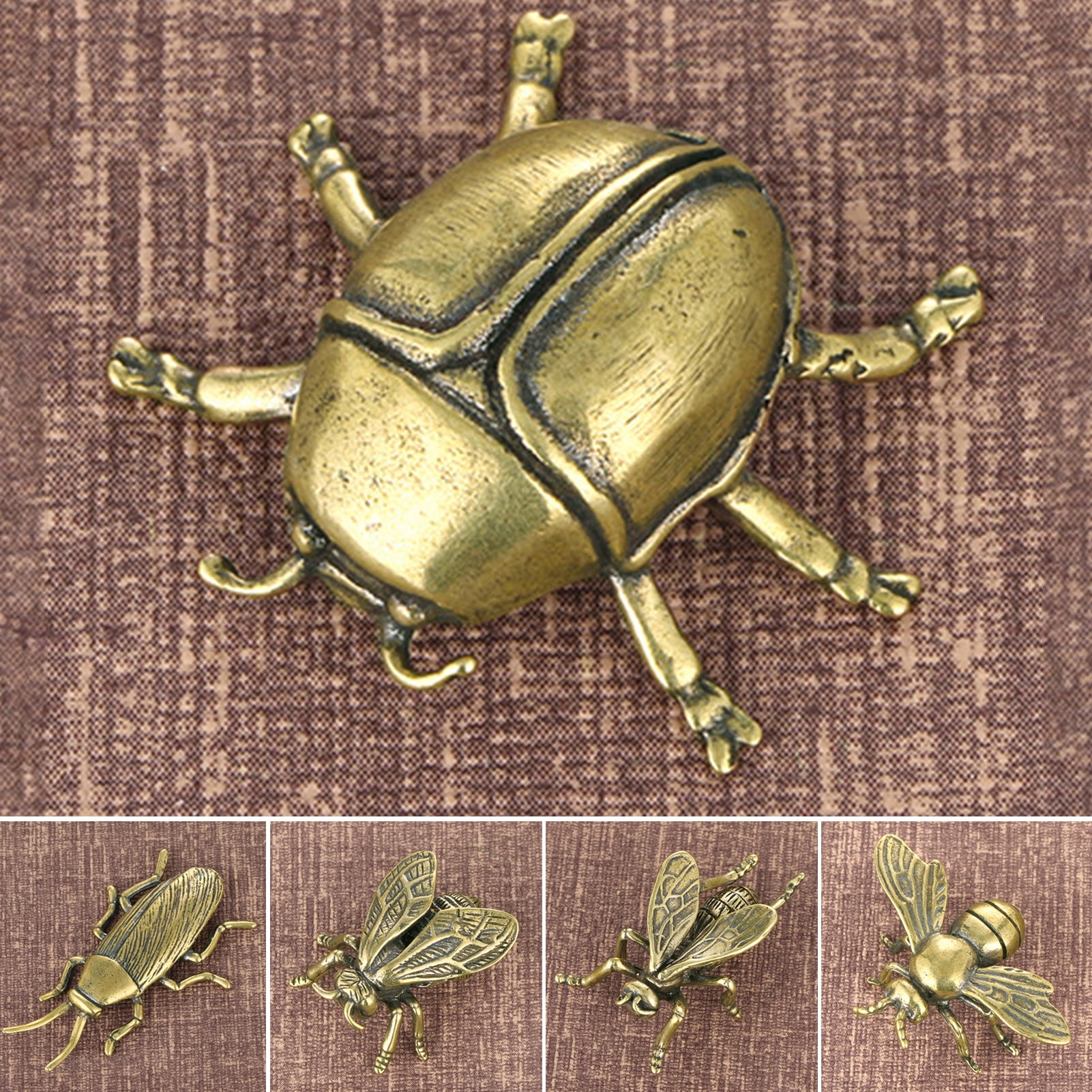 BetterZ Brass Statue Lustrous Vintage Ladybird Shape Decorative Retro ...