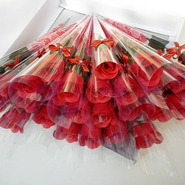 Artificial Assorted Red and Pink Long Stem Roses with Hearts ...