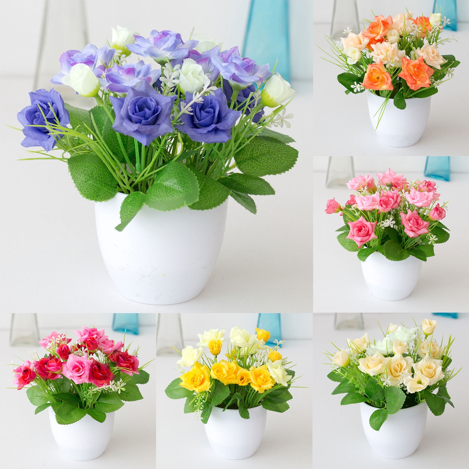 BetterZ Imitation Potted Flower Rose Hotel Decoration Plastic Bookshelf ...