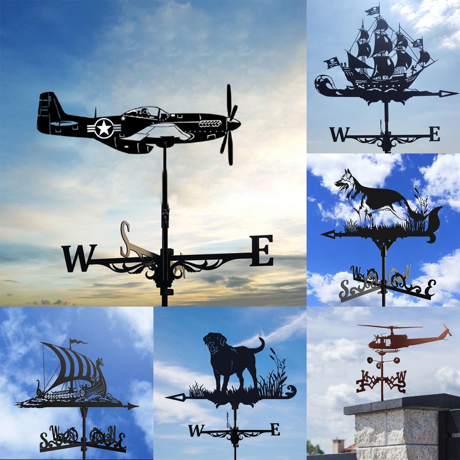 BetterZ Weather Vane with Roof Mount Architectural Style Stainless ...