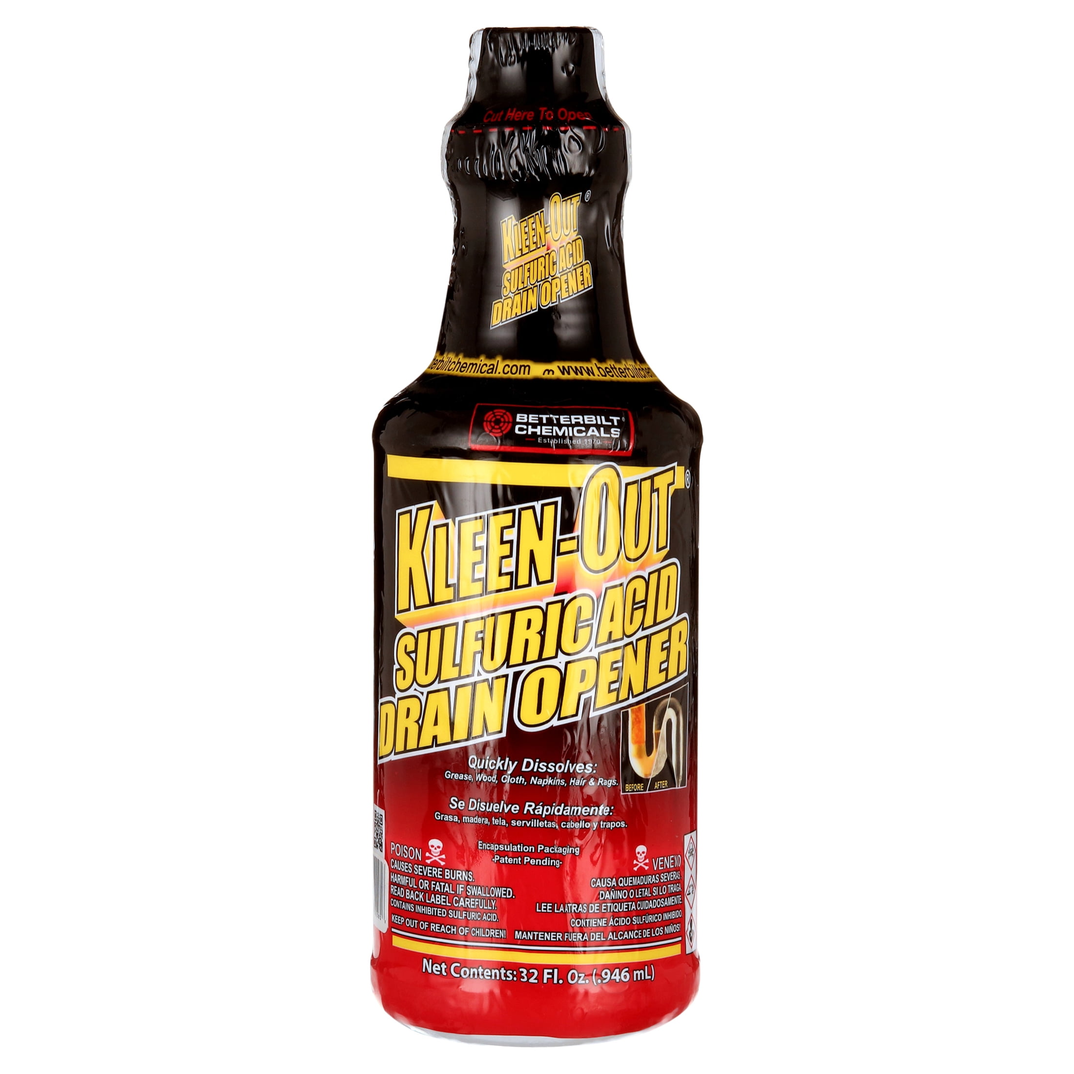 Betterbilt Kleen Out Chemical Drain Opener, 32 Fluid Ounce - Walmart.com