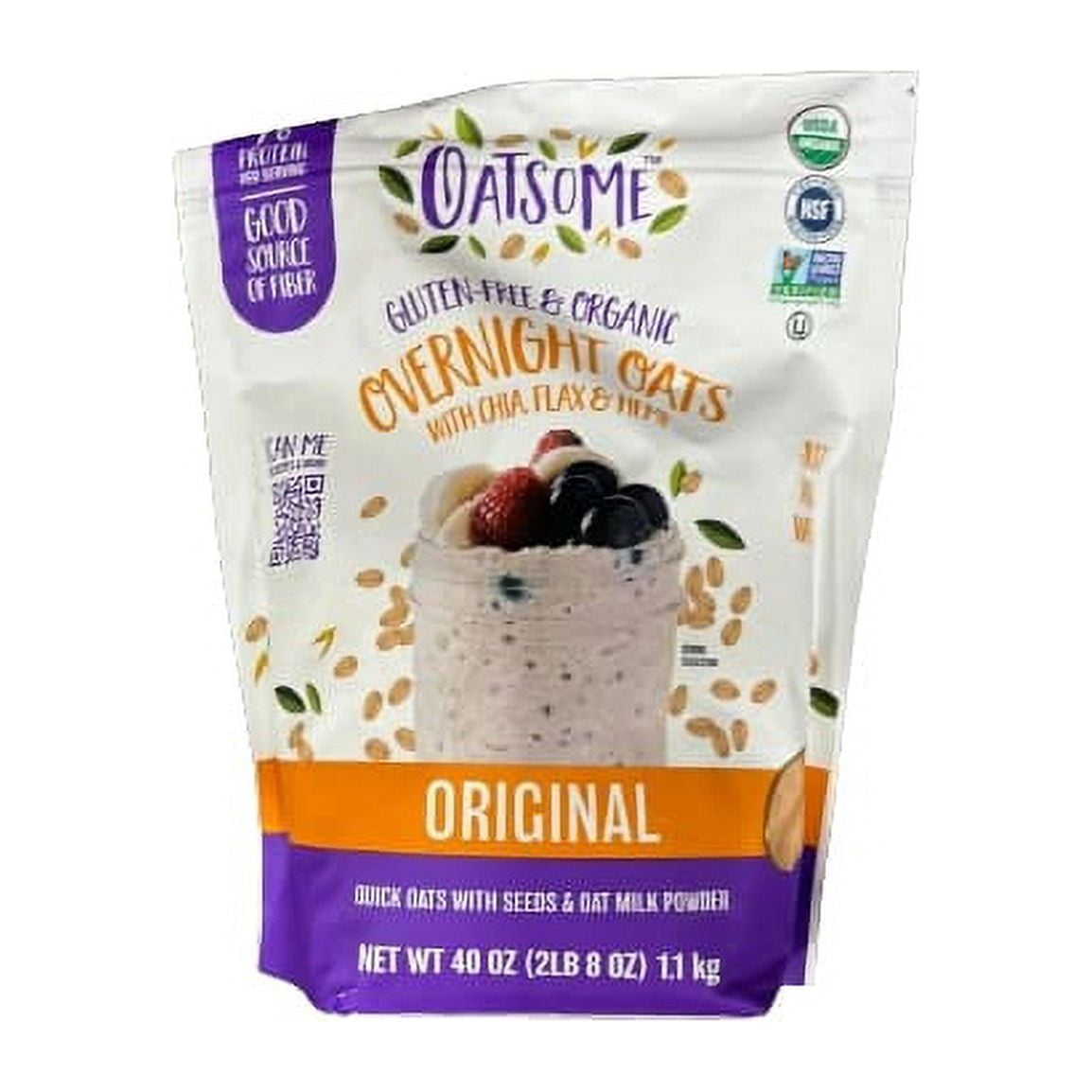 Oatsome Organic Overnight Oats with Chia, Flax, & Hemp, Gluten-Free ...
