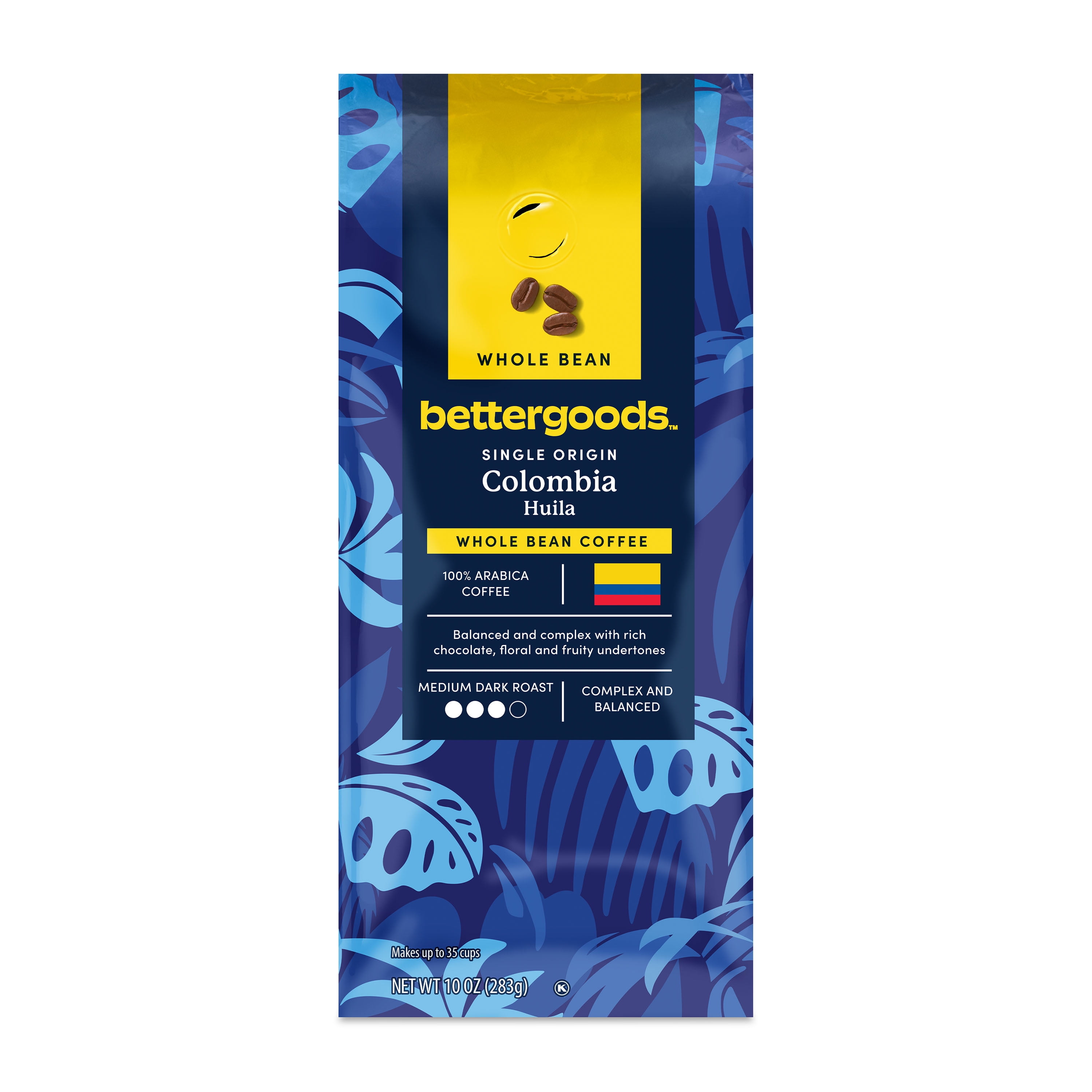 bettergoods Single Origin Colombia Huila Whole Bean Coffee, Medium Dark ...