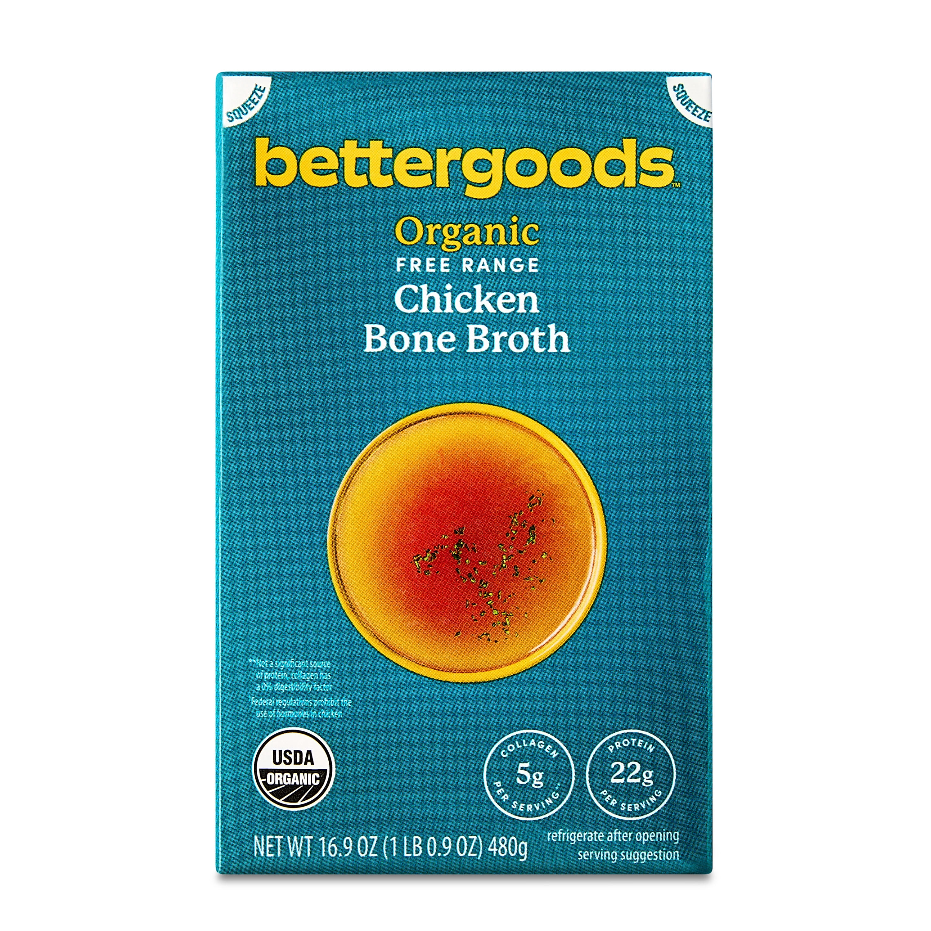 bettergoods Organic Free Range Chicken Bone Broth, 16.9 oz Carton ...