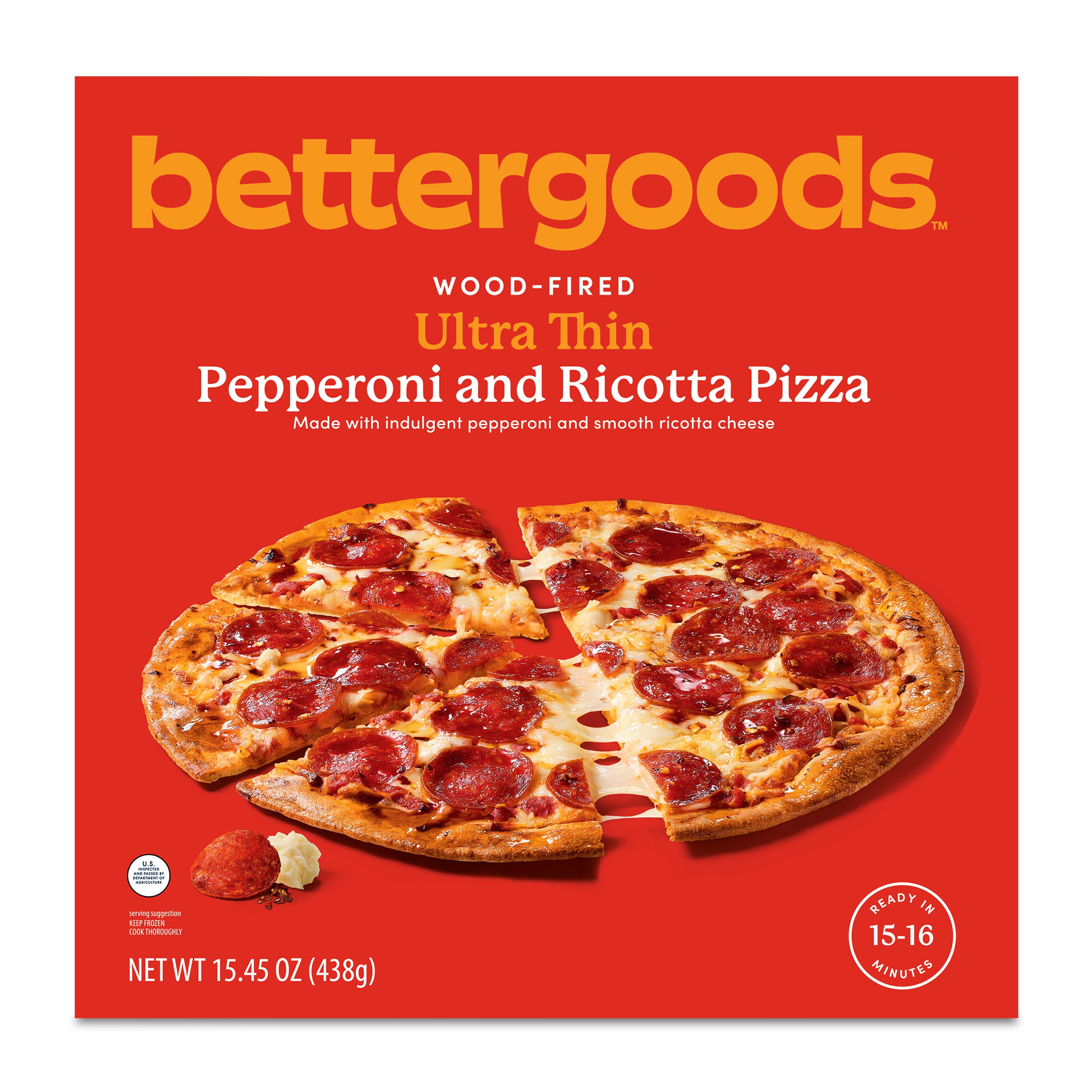 bettergoods Wood-Fired Ultra Thin Pepperoni and Ricotta Pizza, 15.45 oz ...