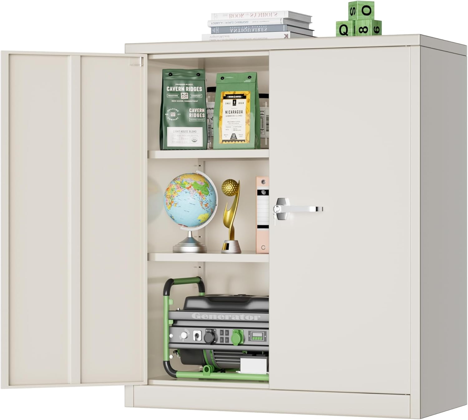 Betterland 42” Metal Storage Cabinet, Lockable File Cabinet with 2 ...