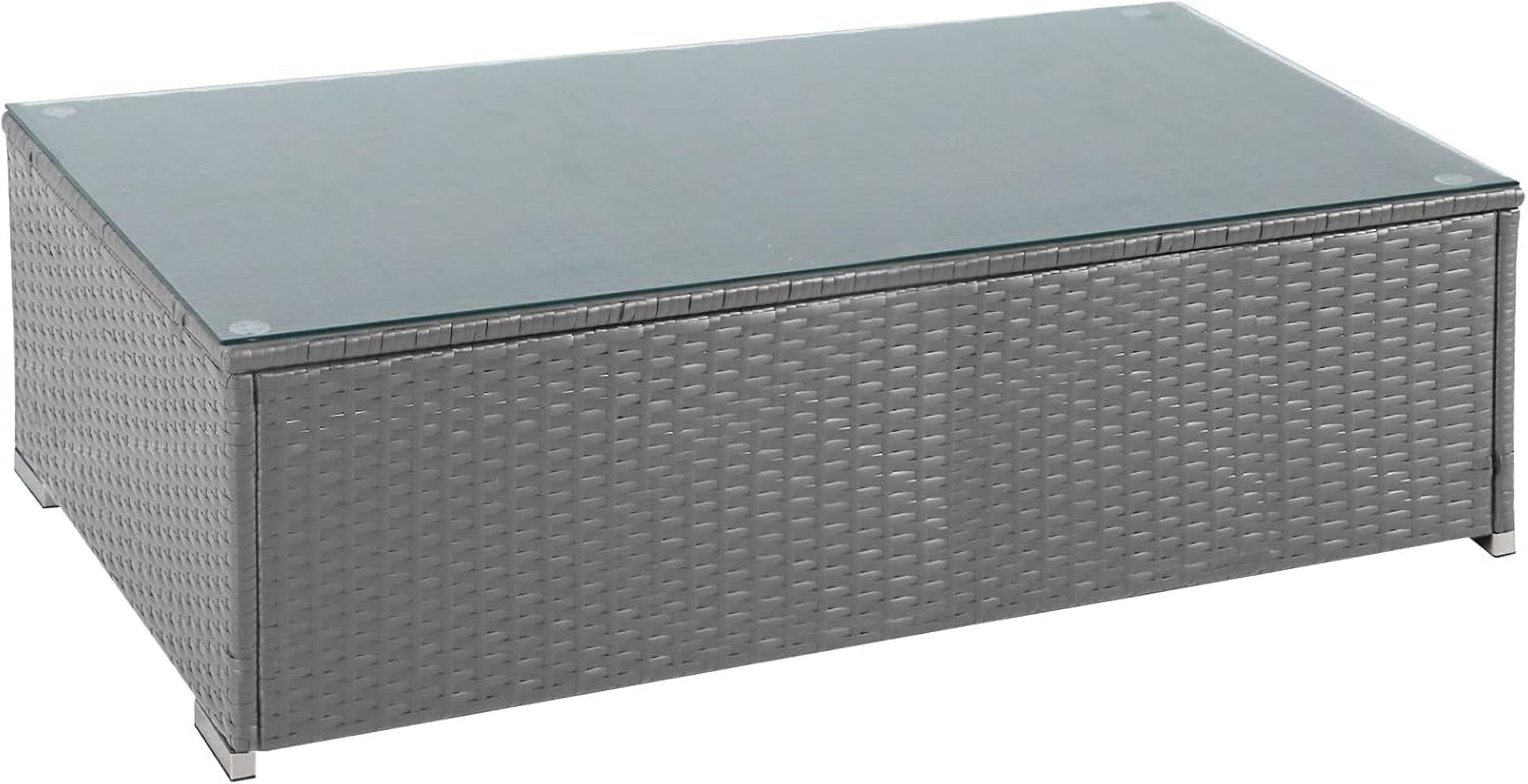 Betterland Outdoor Coffee Tables, All-Weather Wicker Rectangular Coffee ...