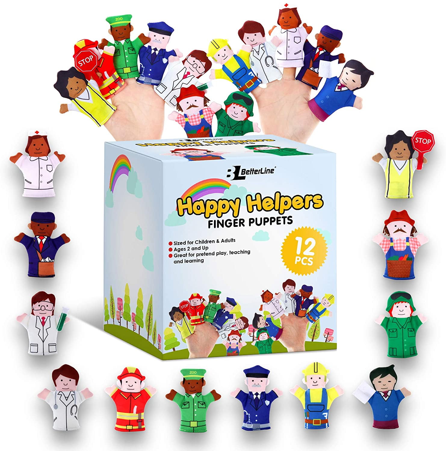 BetterLine Kids & Toddlers Happy Helpers Finger Puppets 12-Piece Set ...