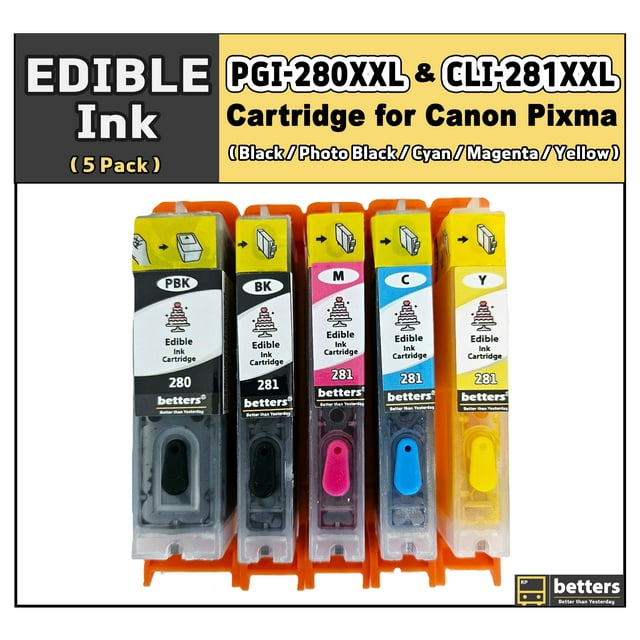 Betters® Edible Ink Cartridges for Canon PGI-280XXL CLI-281XXL, Food ...
