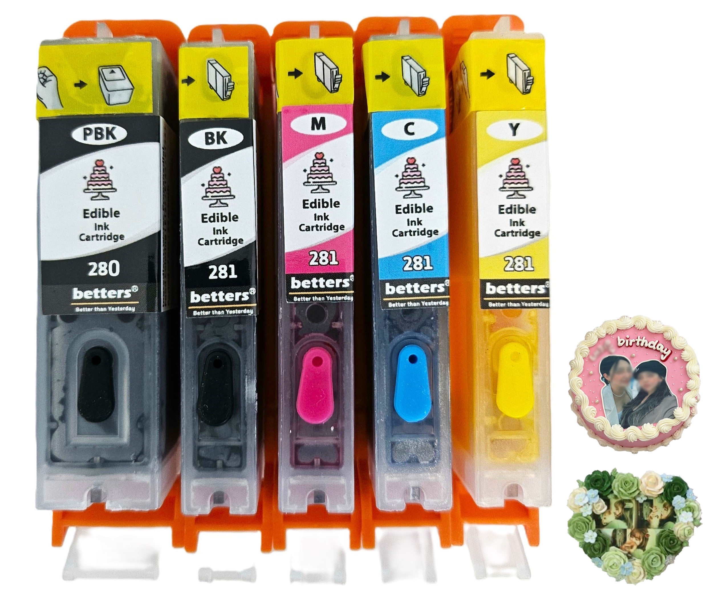 Betters® Edible Ink Cartridges for Canon PGI-280XXL CLI-281XXL, Food ...