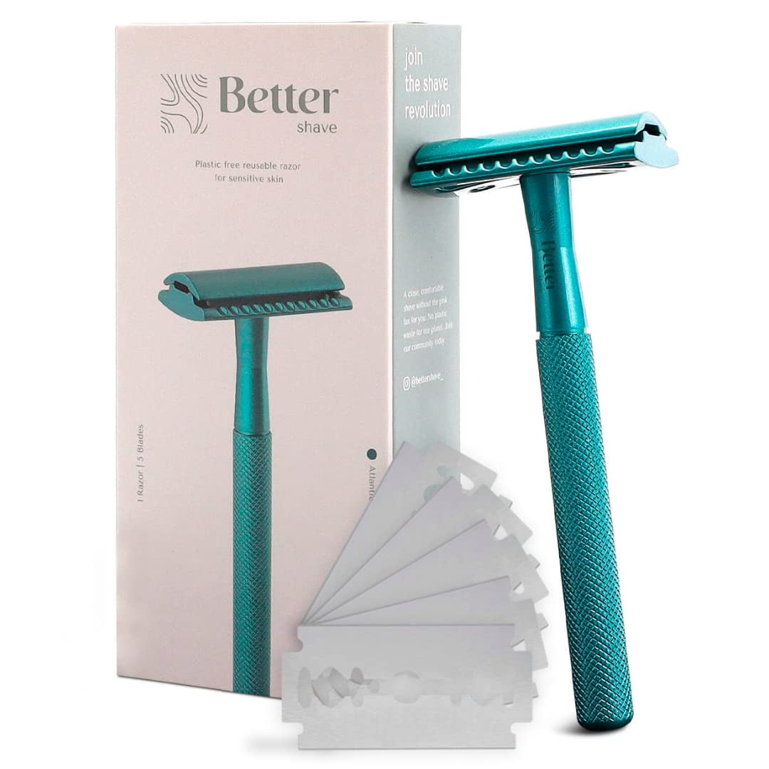 Bettershave Single Blade Razors for Women Set (Reusable metal handle ...