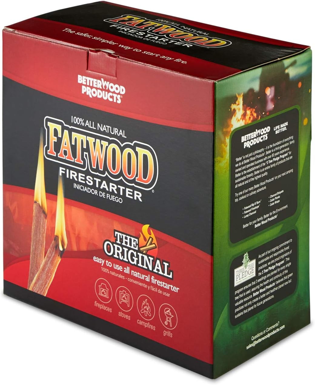 Betterwood 10lb Fatwood Natural Pine Firestarter (3 Pack) for Campfire ...