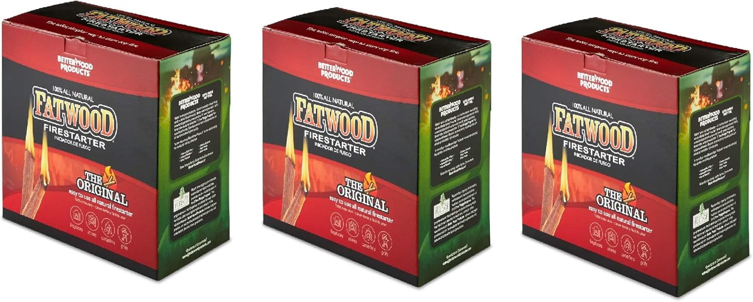 Betterwood 5lb Fatwood Natural Pine Firestarter (3 Pack) for Campfire ...