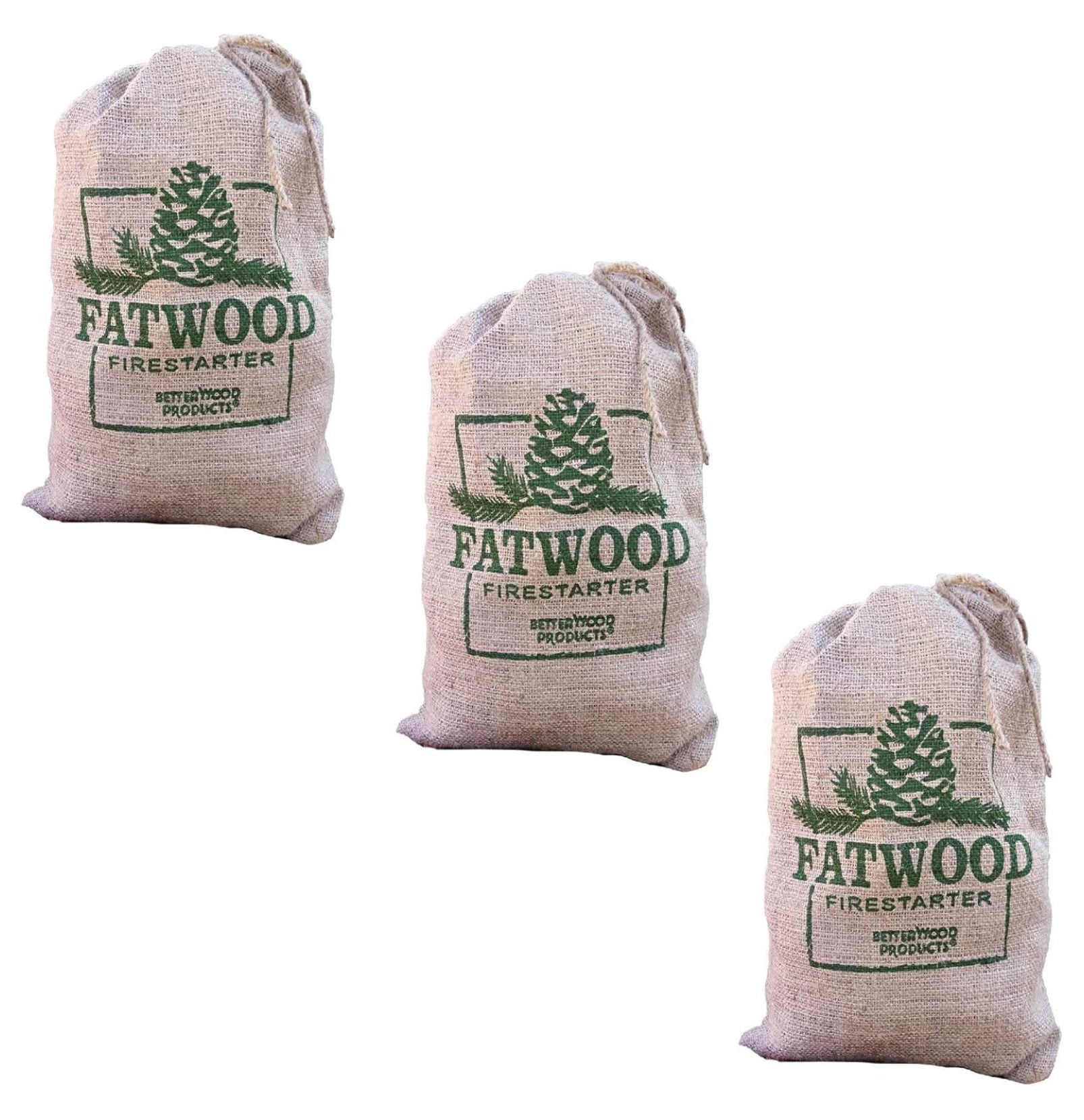 Betterwood Fatwood 10lb Firestarter Burlap Bag (2 Pack) for Campfire ...