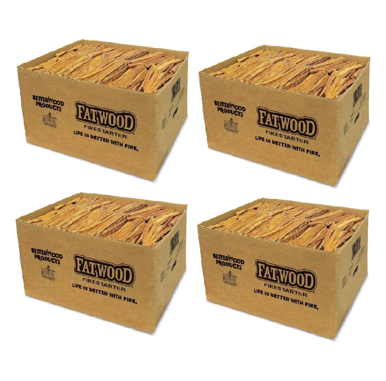 Betterwood Natural Hand Split Fatwood 25 Pound Firestarter (4 Pack ...