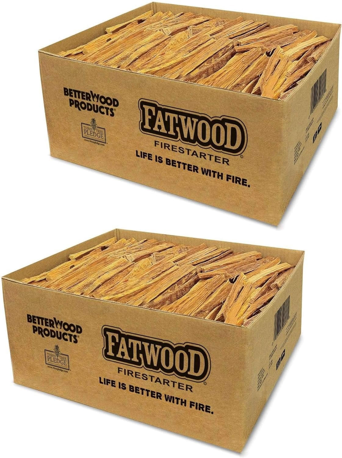 Betterwood Natural Pine Fatwood 50 Pound Firestarter 2 Pack; Campfire, BBQ, or Pellet Stove; Non ...
