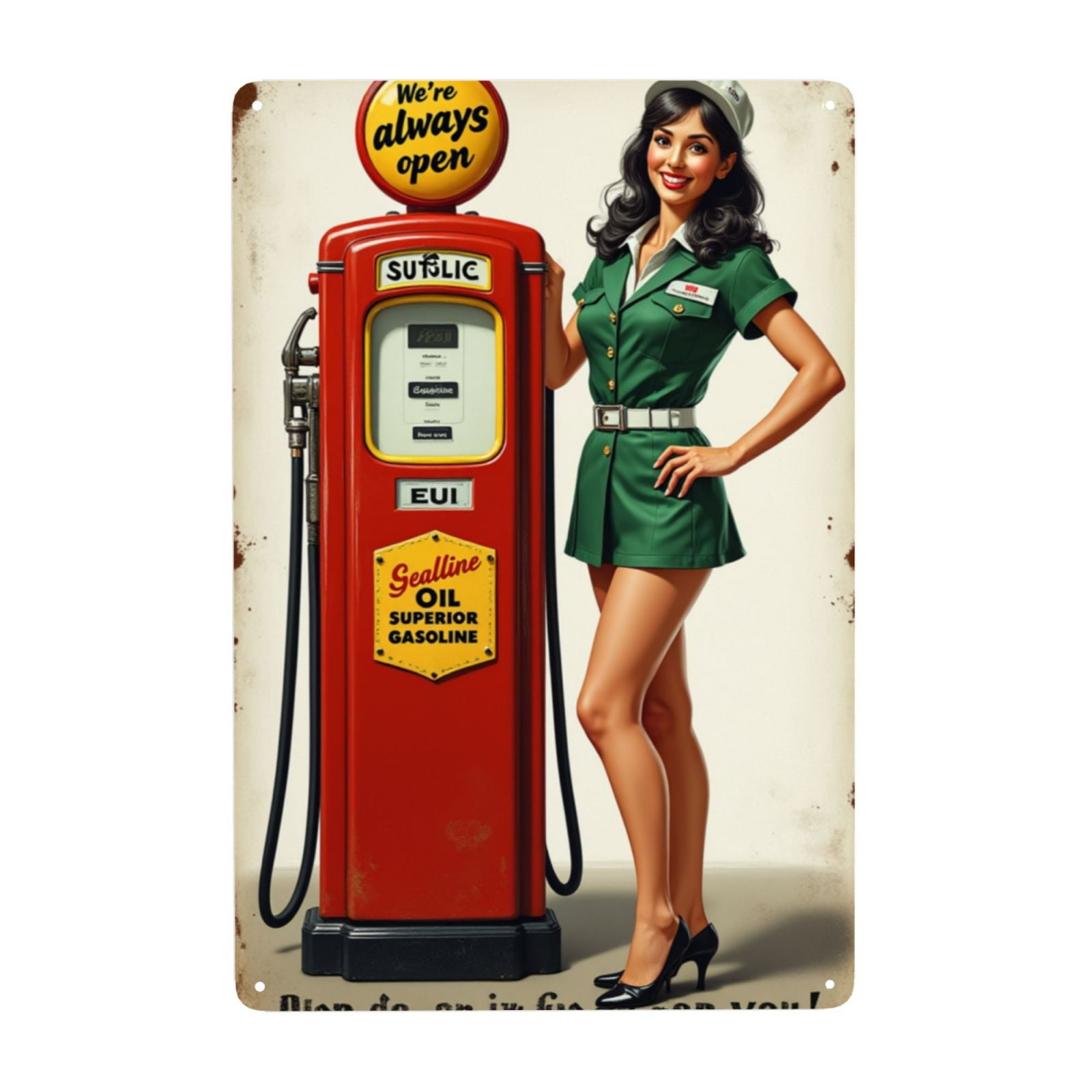Bettie's Service Station Pin Up Girl Sign Let Us Oil And Grease It For ...