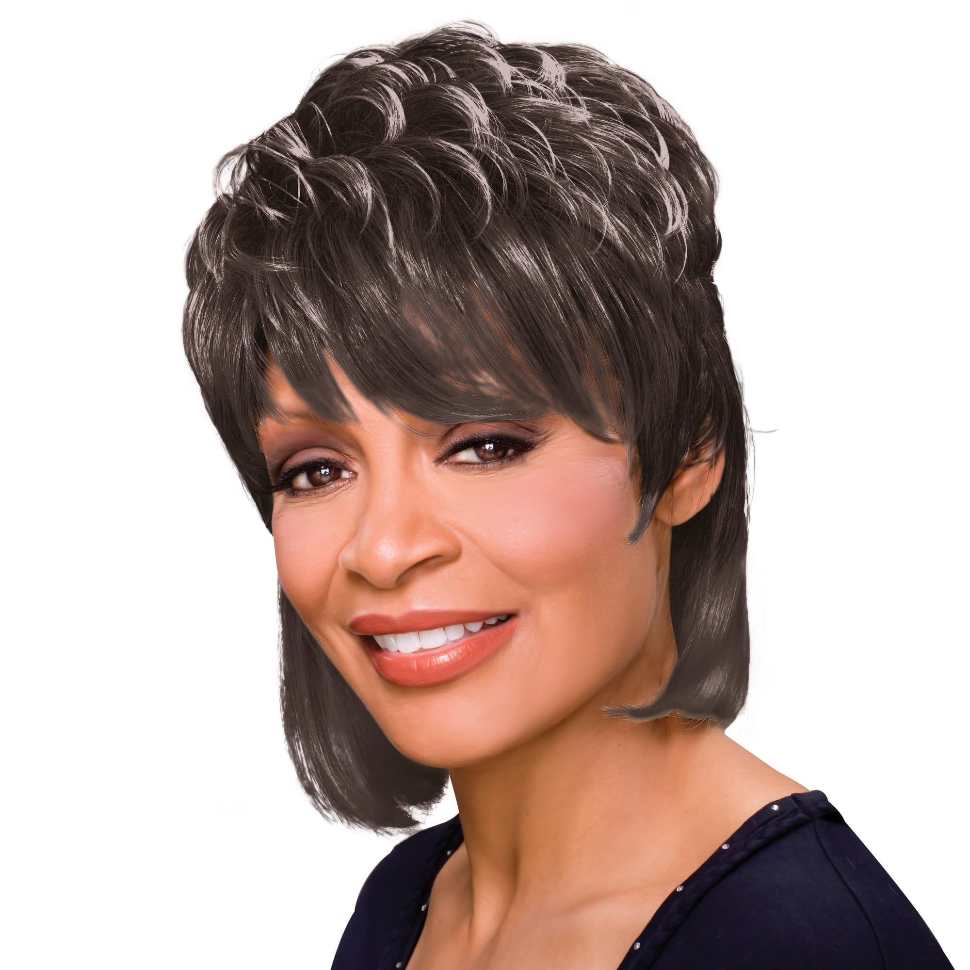 Bettina Wig Color 4 - Foxy Silver Wigs Medium Length Wavy Spiral Curls ...