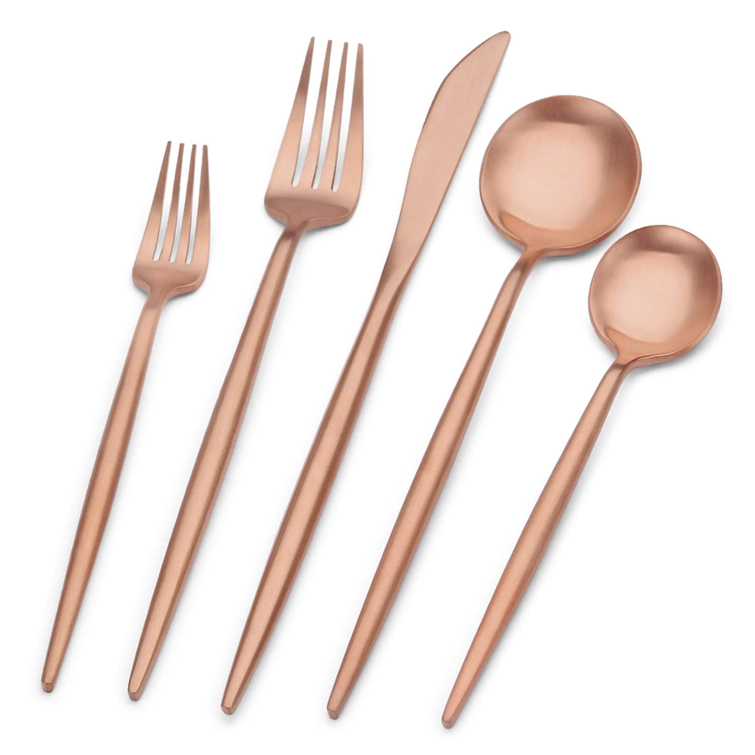 Bettlife Matte Rose Gold Silverware Set, Stainless Steel Satin Finish ...