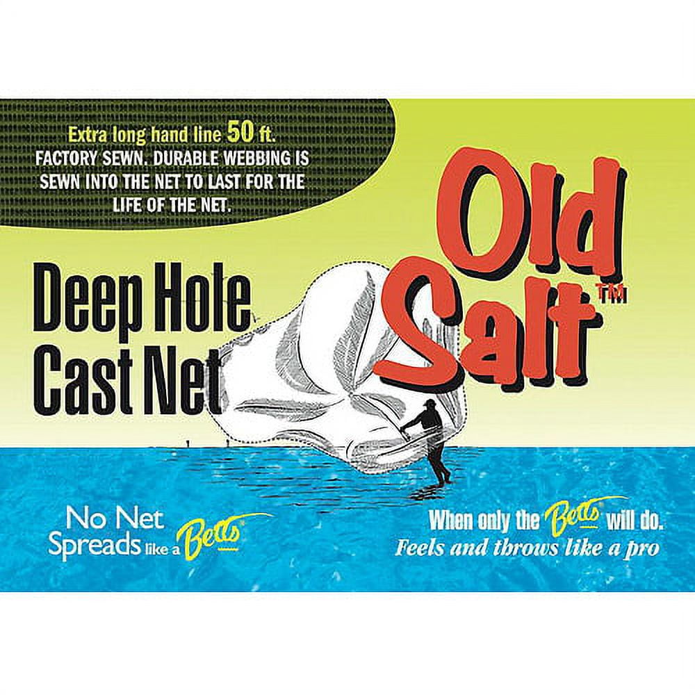 Betts 6PM-DH Old Salt Deep Hole 3/8" Mesh Sewn-in Mono Cast Net, 6 ...