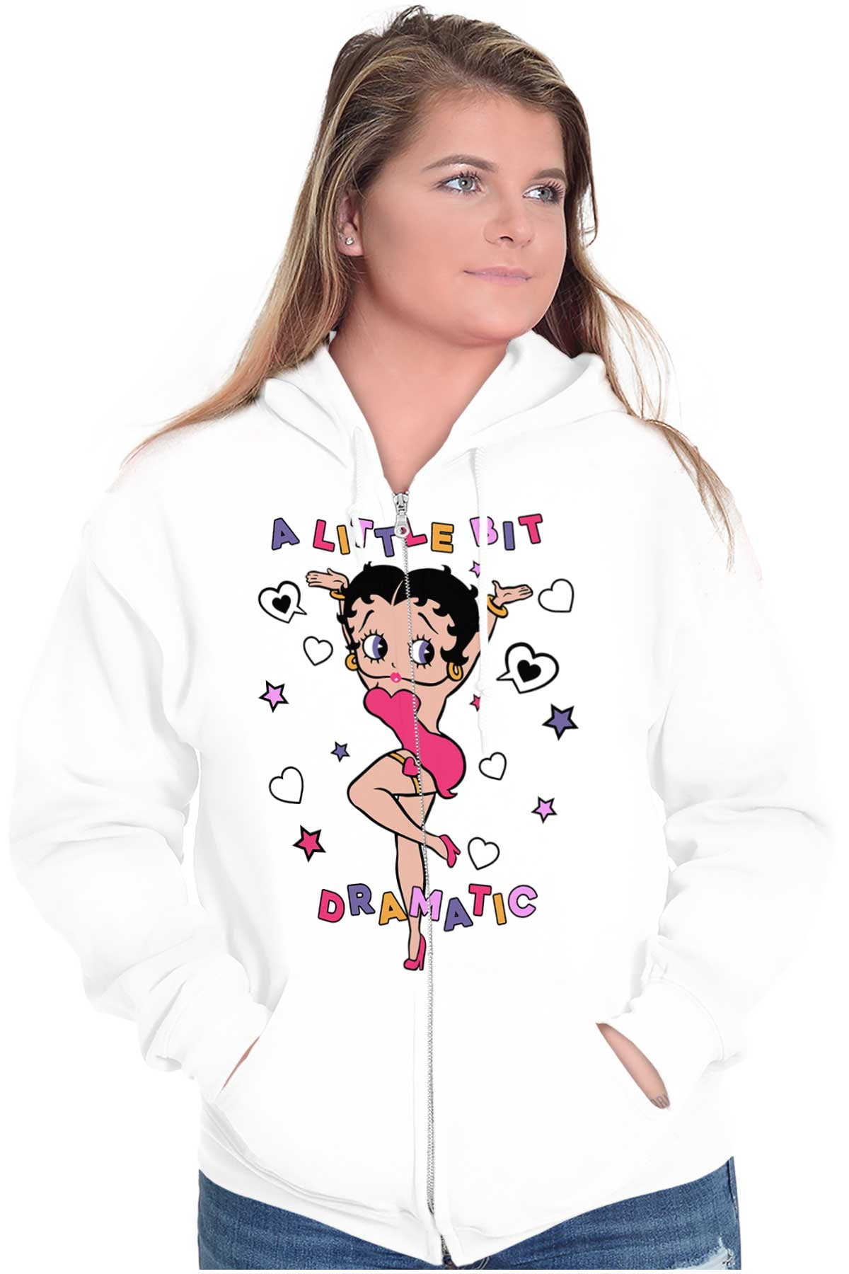 Betty Boop A Little Bit Dramatic Women Plus Size Zipper Hoodie Brisco ...