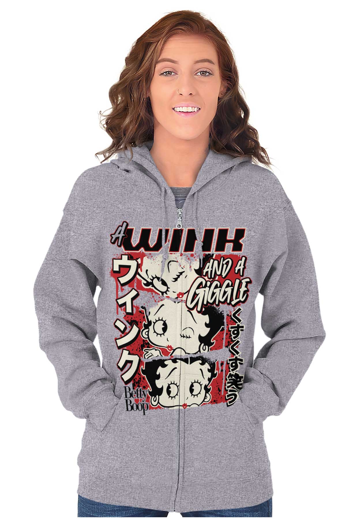 Betty Boop A Wink And A Giggle Women Plus Size Zipper Hoodie Brisco ...