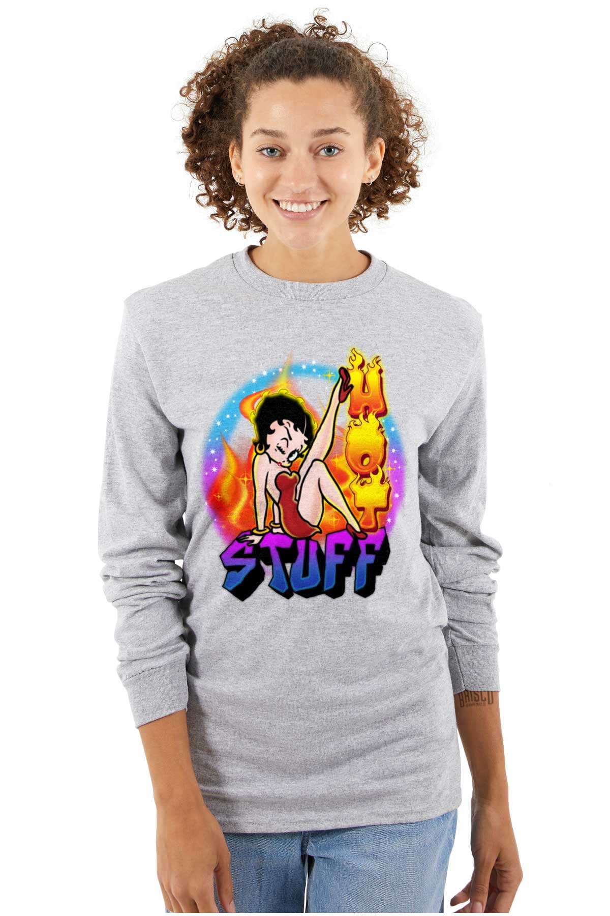 Betty Boop Air Brushed Hot Stuff Women Plus Size Long Sleeve Tee Brisco ...