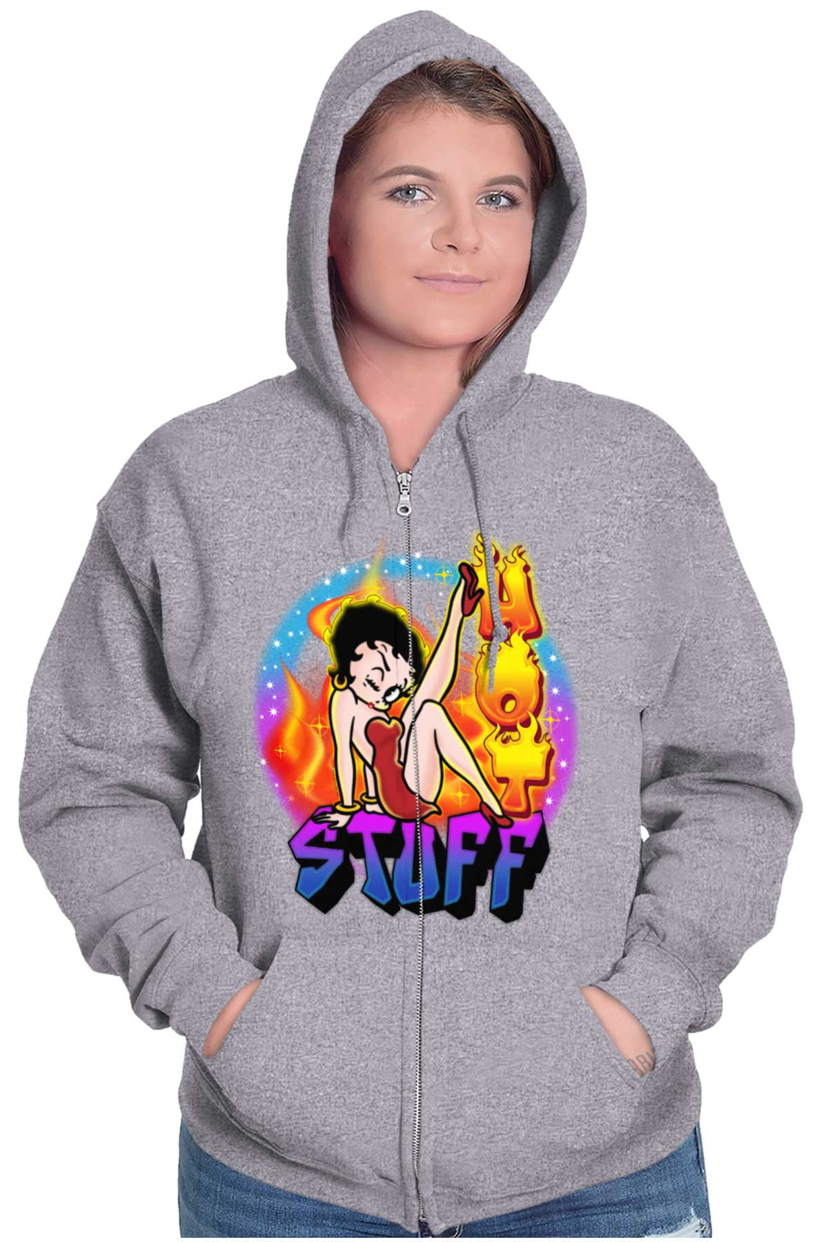 Betty Boop Air Brushed Hot Stuff Women Plus Size Zipper Hoodie Brisco ...