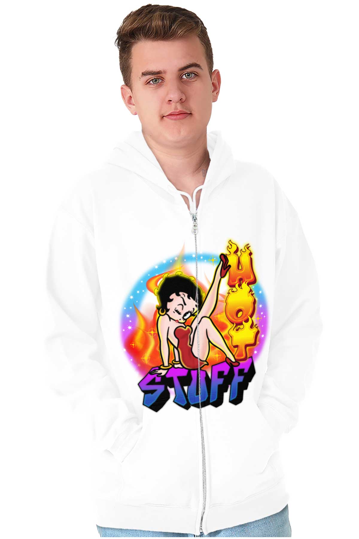 Betty Boop Air Brushed Hot Stuff Zip Hoodie Sweatshirt Women Brisco ...