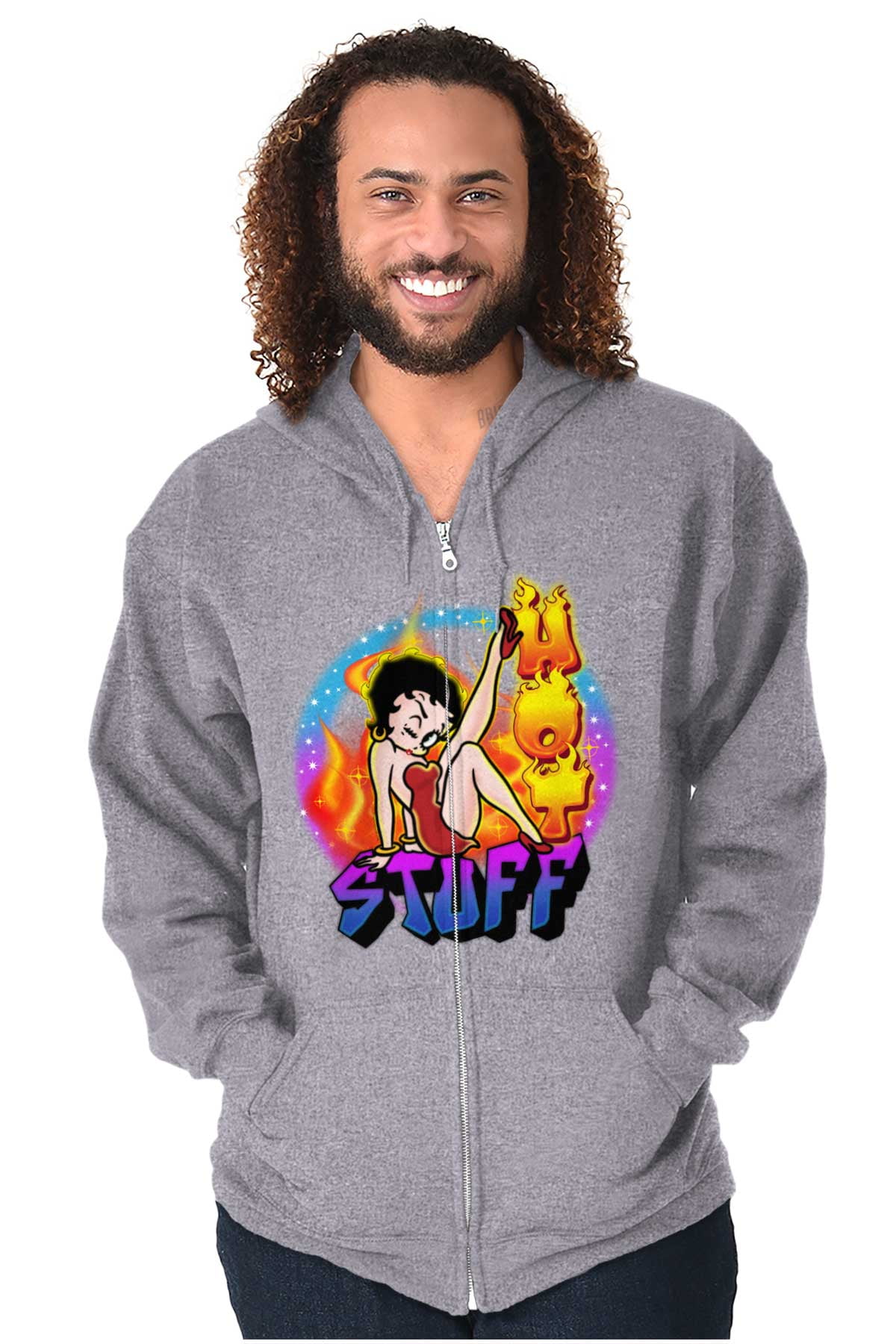Betty Boop Air Brushed Hot Stuff Zip Hoodie Sweatshirt Women Brisco ...