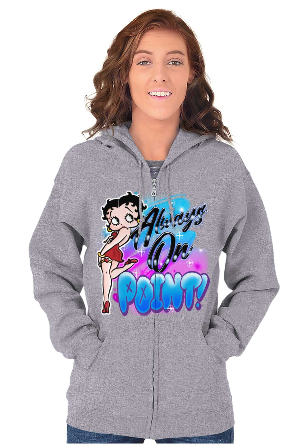 Betty Boop Air Brushed On Point Zip Hoodie Sweatshirt Women Brisco ...