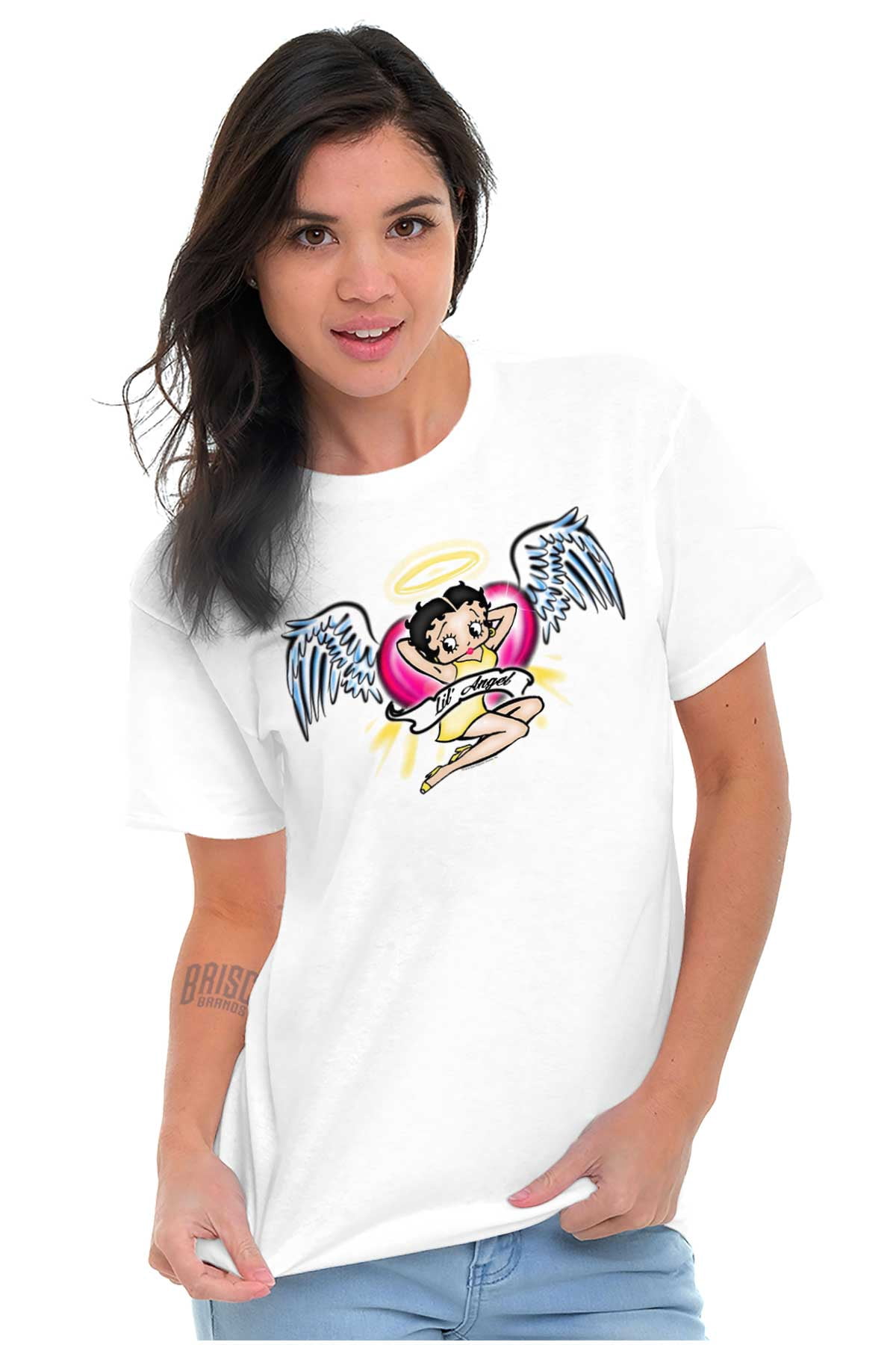 Betty Boop Airbrushed Angel Wings Women's Plus Size Graphic Tee Brisco ...