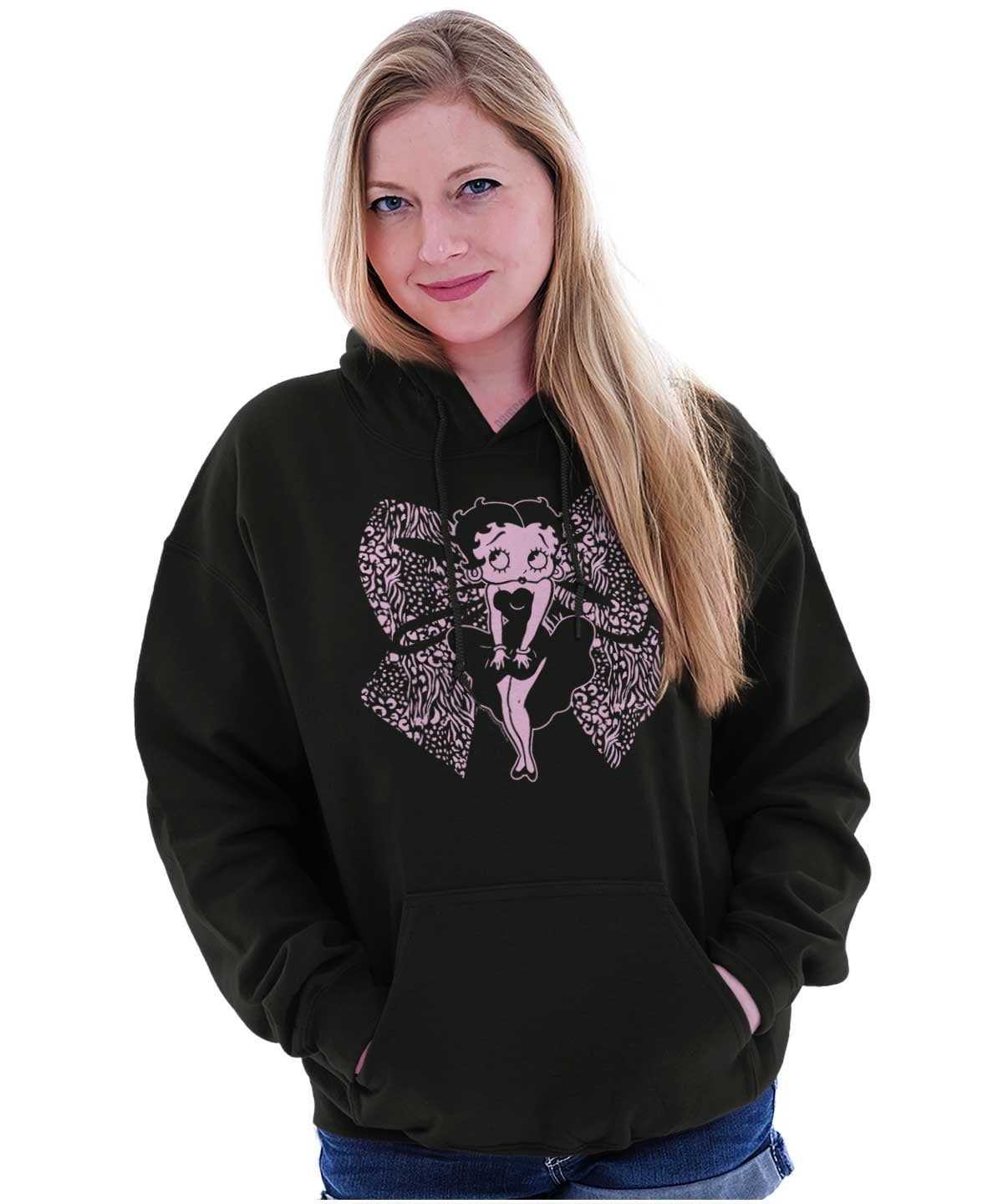 Betty Boop Animal Print Bow Cartoon Women Plus Size Hoodie Brisco ...