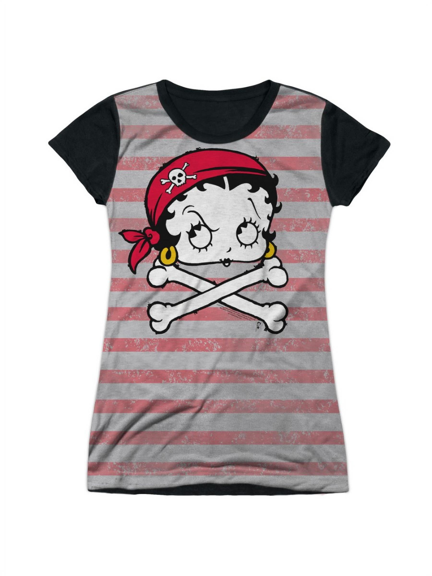Betty Boop Animated Icon Arrgh Pirate Boop Juniors Black Back T-Shirt ...