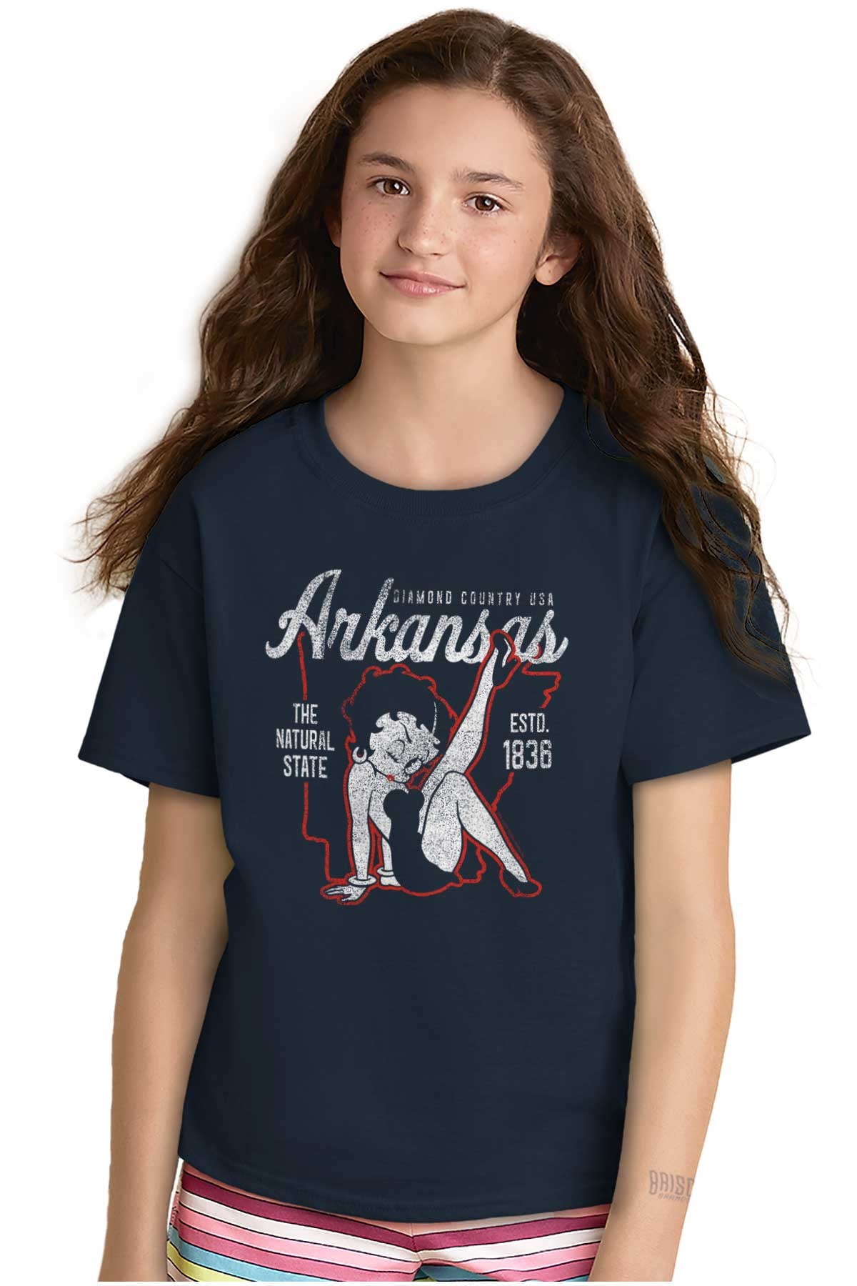 Betty Boop Arkansas State Map Outline Girls Kids T Shirt Tees Teen Brisco Brands M - Walmart.com