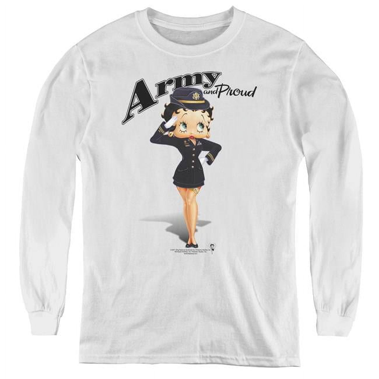 Betty Boop & Army Boop-Youth Long Sleeve Tee, White - Small - Walmart.com