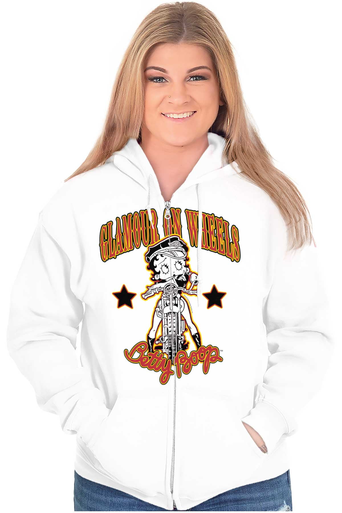 Betty Boop Biker Glamour On Wheels Women Plus Size Zipper Hoodie Brisco Brands 2X - Walmart.com