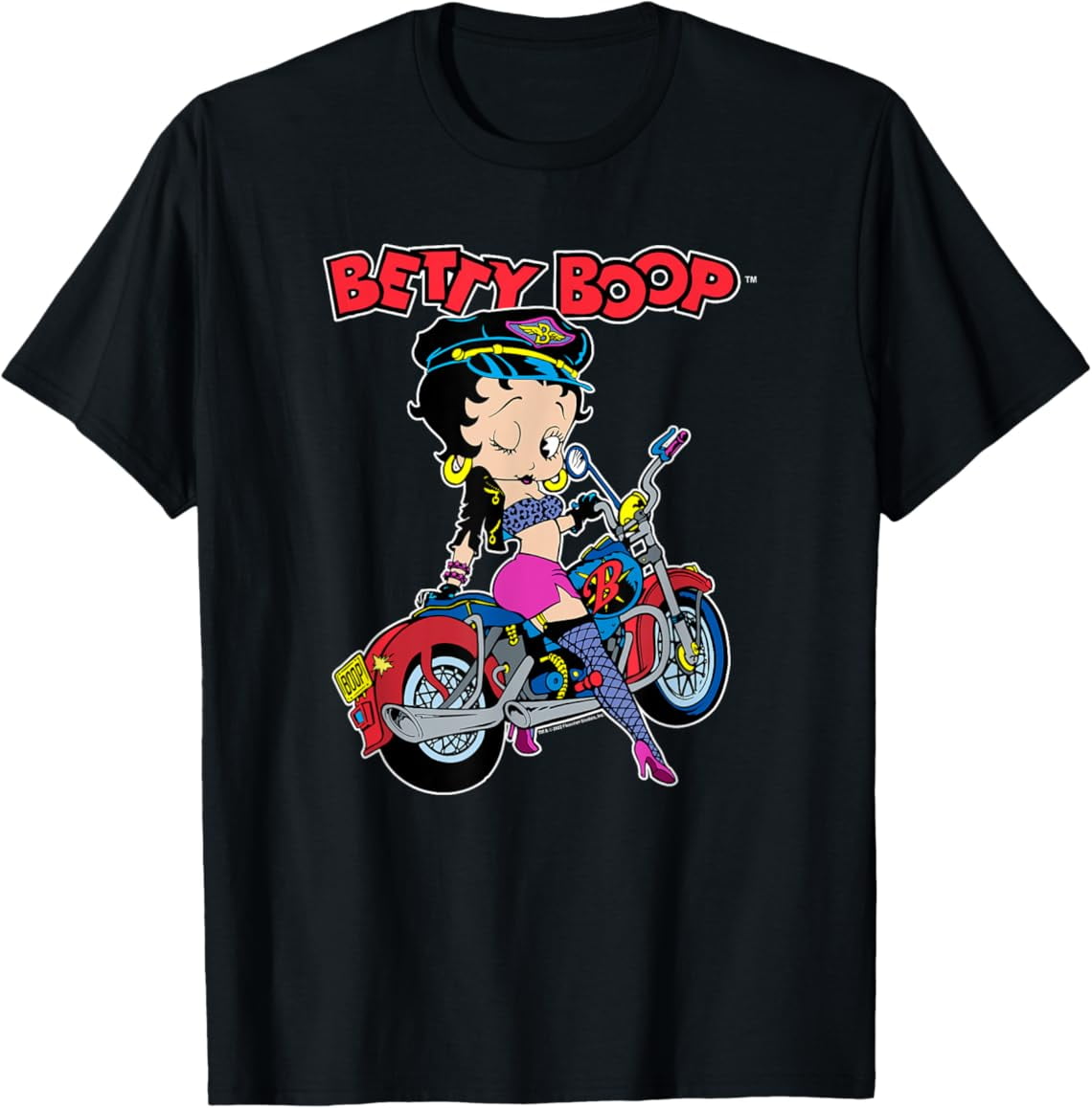 Betty Boop Biker Outfit Motorcycle Pose T-Shirt - Walmart.com