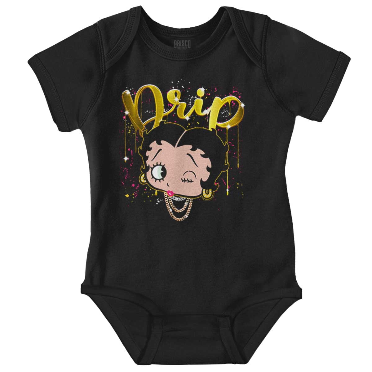 Betty Boop Bling Drip Paint Splatter Bodysuit Jumper Girls Infant Baby ...