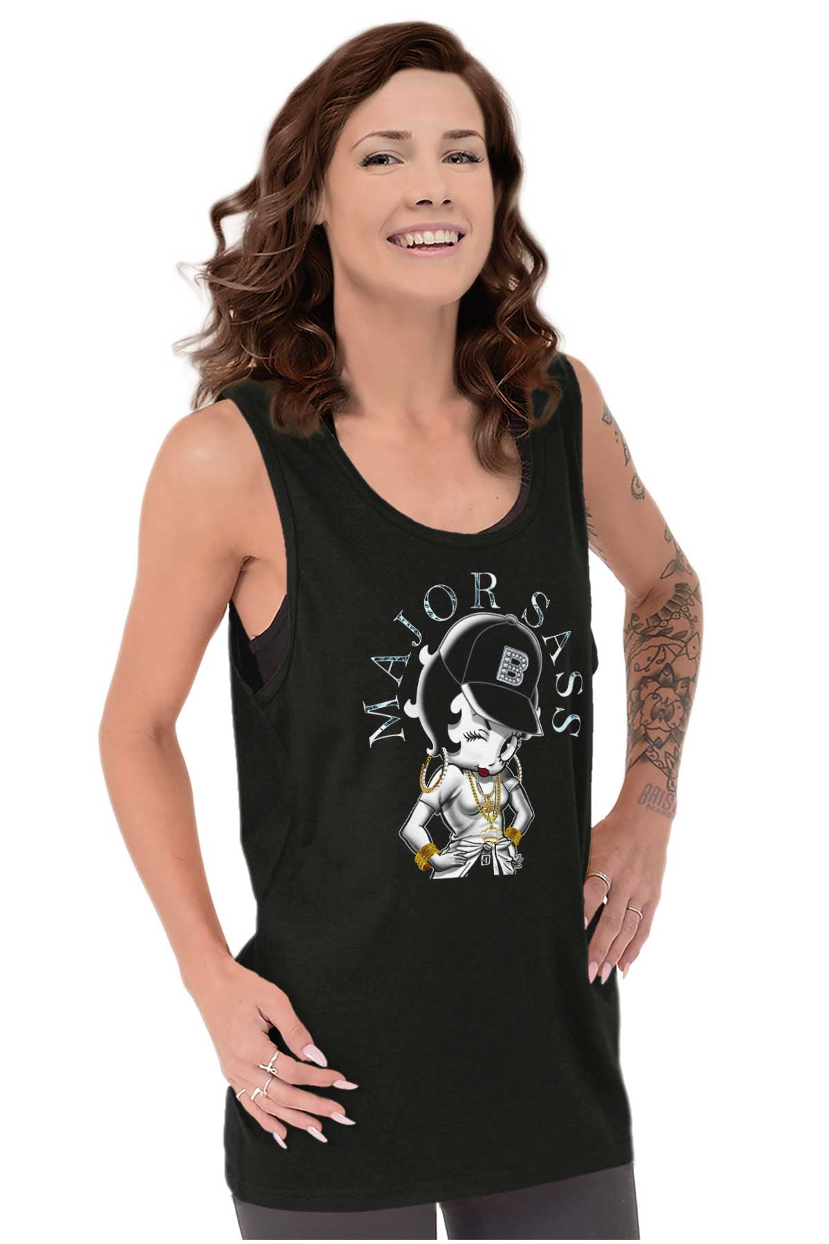 Betty Boop Bling Major Sass Cartoon Tank Top Tee Shirt Women Brisco ...