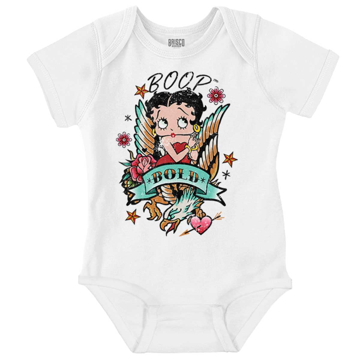 Betty Boop Bold Eagle Rose Tattoo Bodysuit Jumper Girls Infant Baby ...