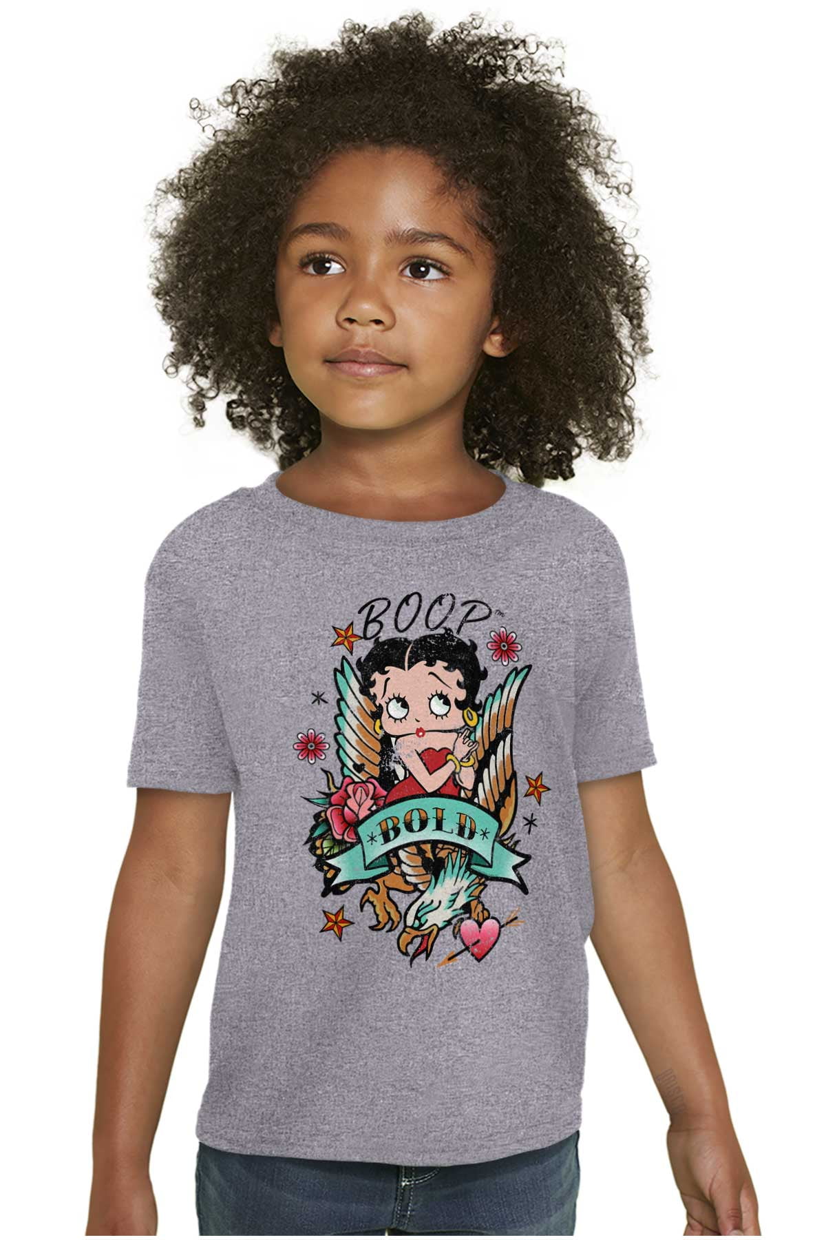 Betty Boop Bold Eagle Rose Tattoo Girls Kids T Shirt Tees Teen Brisco ...