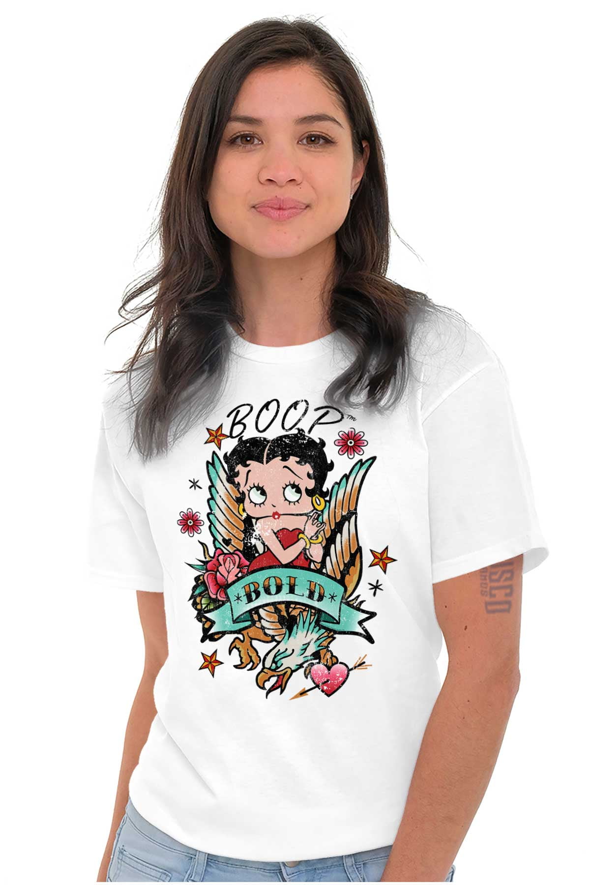 Betty Boop Bold Eagle Rose Tattoo Women Plus Size Graphic Tee Tees ...