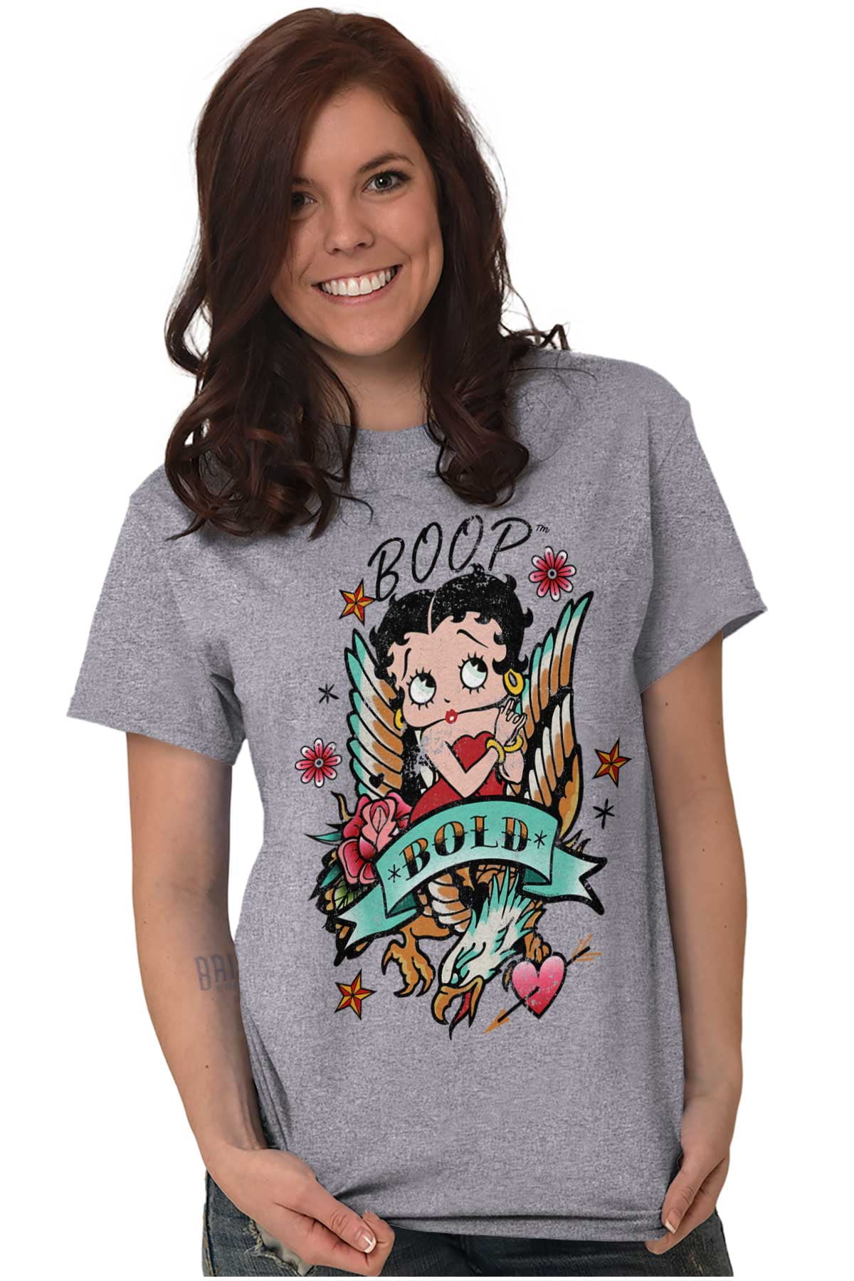Betty Boop Bold Eagle Rose Tattoo Women Plus Size Graphic Tee Tees ...