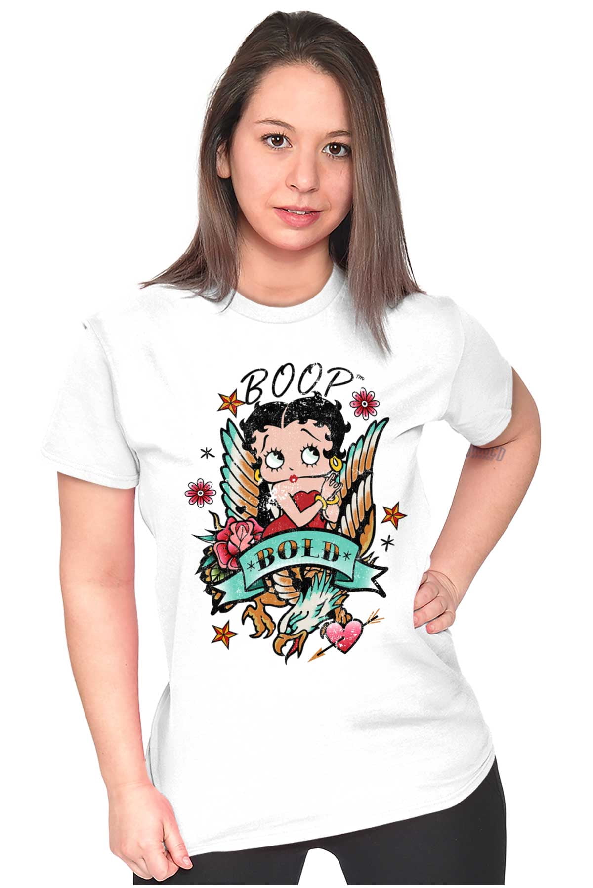 Betty Boop Bold Eagle Rose Tattoo Women's Plus Size Shirt Brisco Brands ...